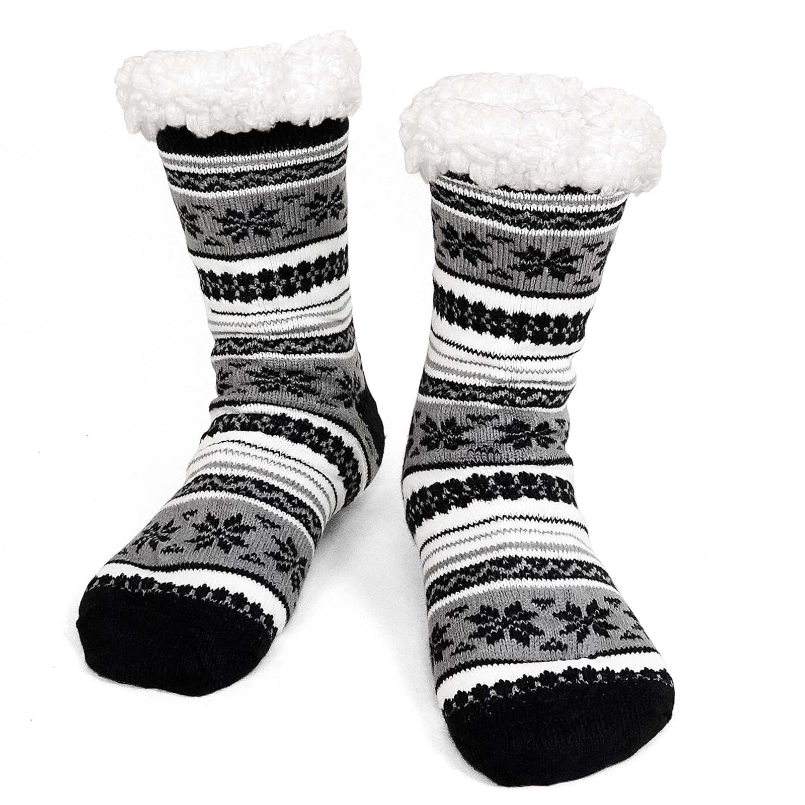 Mens Slipper Socks, PUTUO Non Slip Fuzzy Socks, Cozy Warm Slipper Socks ...
