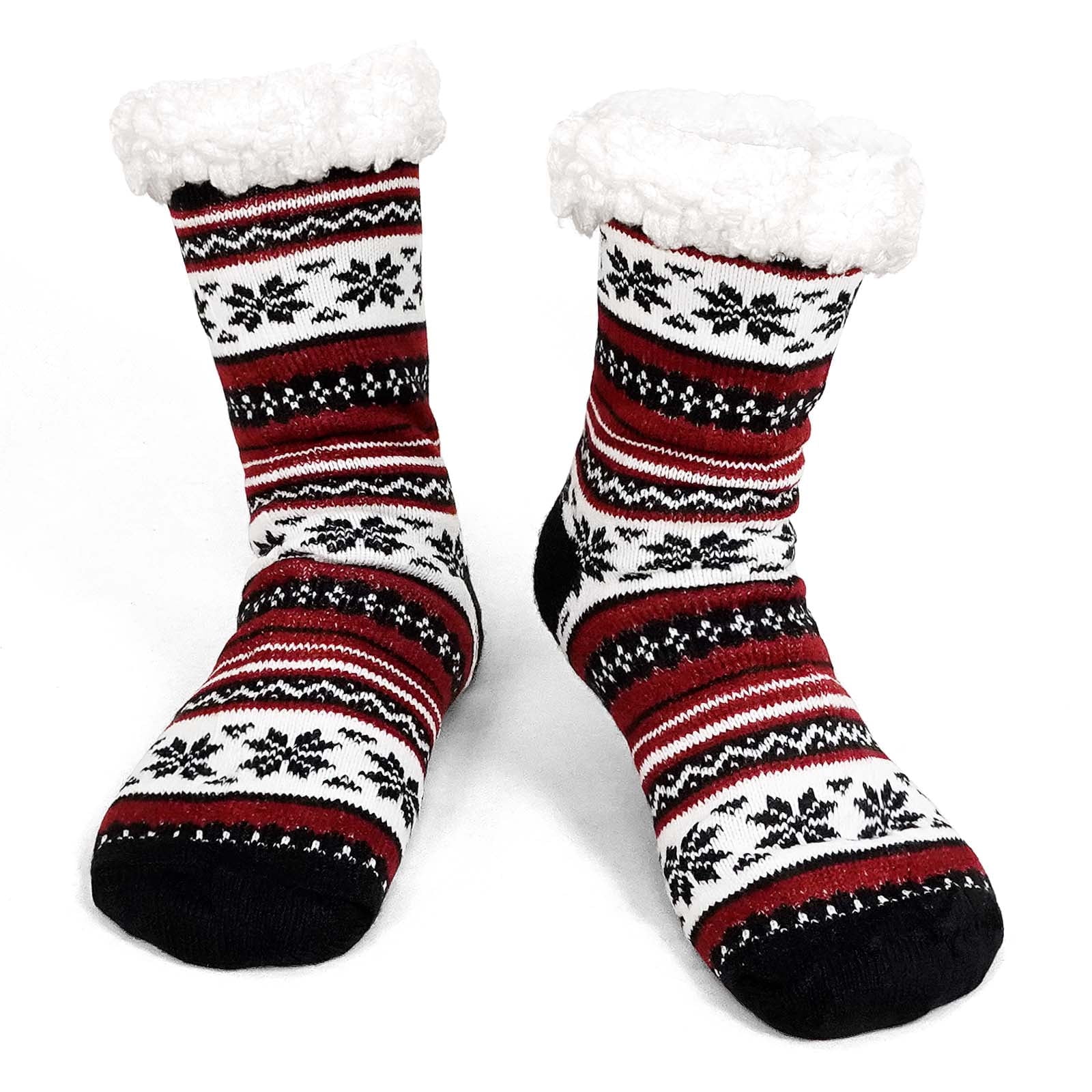 Mens Slipper Socks, PUTUO Non Slip Fuzzy Socks, Cozy Warm Slipper Socks ...