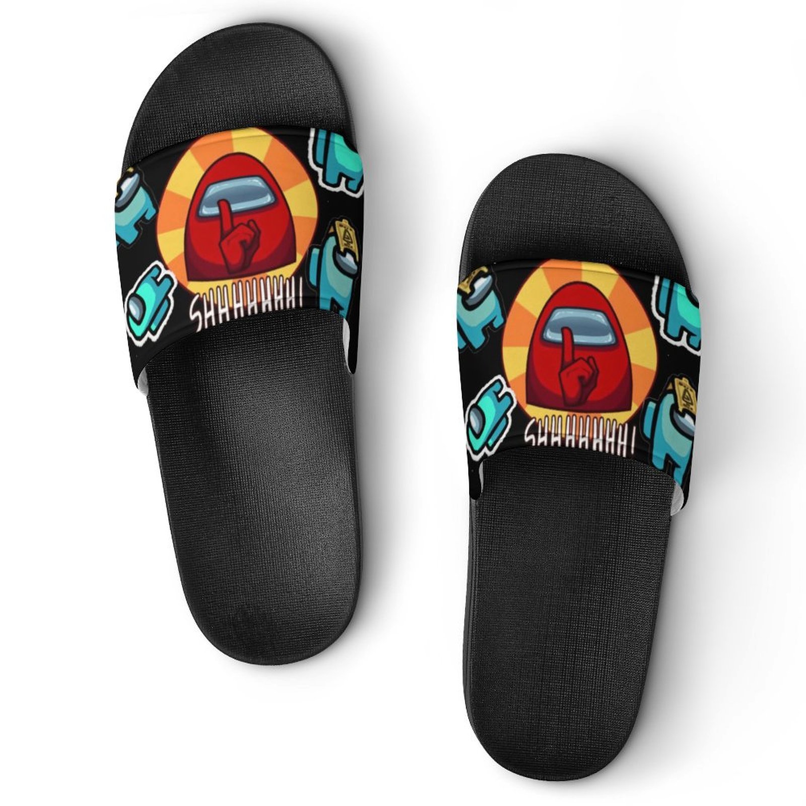 Mens Slippers,Gaming Among Us Crewmate CYAN Slippers for Men ...