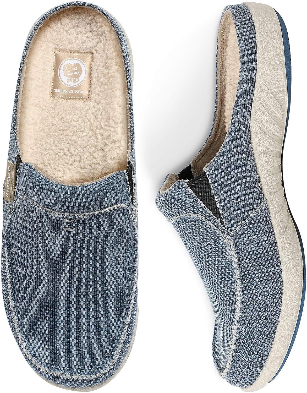 Mens Slippers with Arch Support, Canvas House Slipper for Men with ...