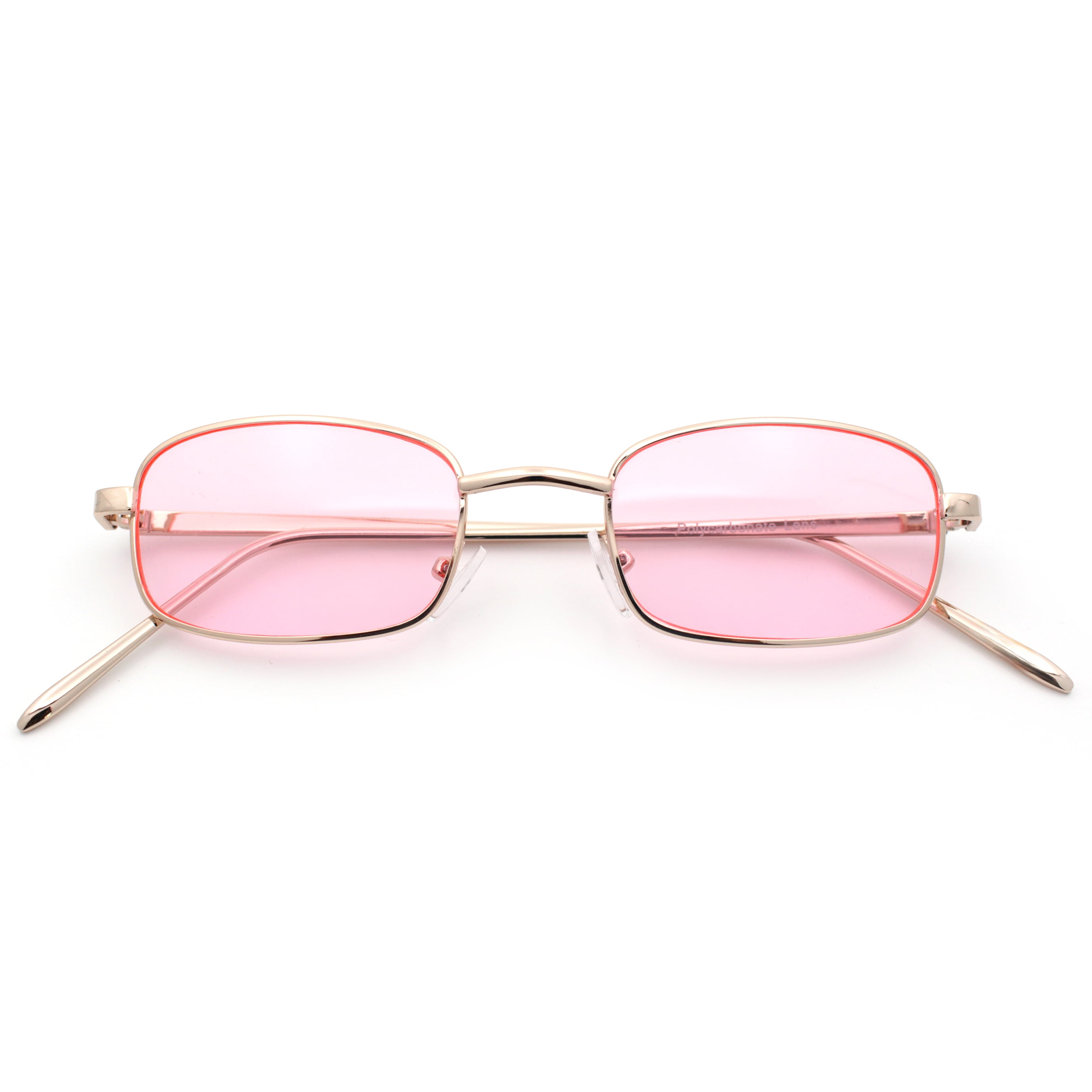 Mens Small Snug Narrow Rectangular Pimp Metal Rim Sunglasses Gold ...