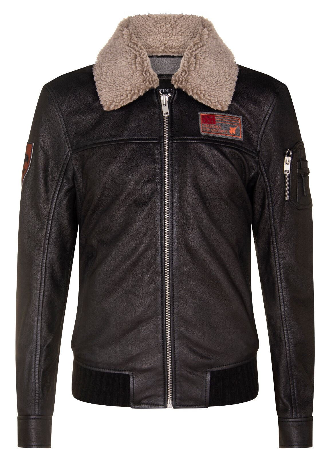Mens Smart Leather Bomber Jacket-Crawley in Black - Walmart.com