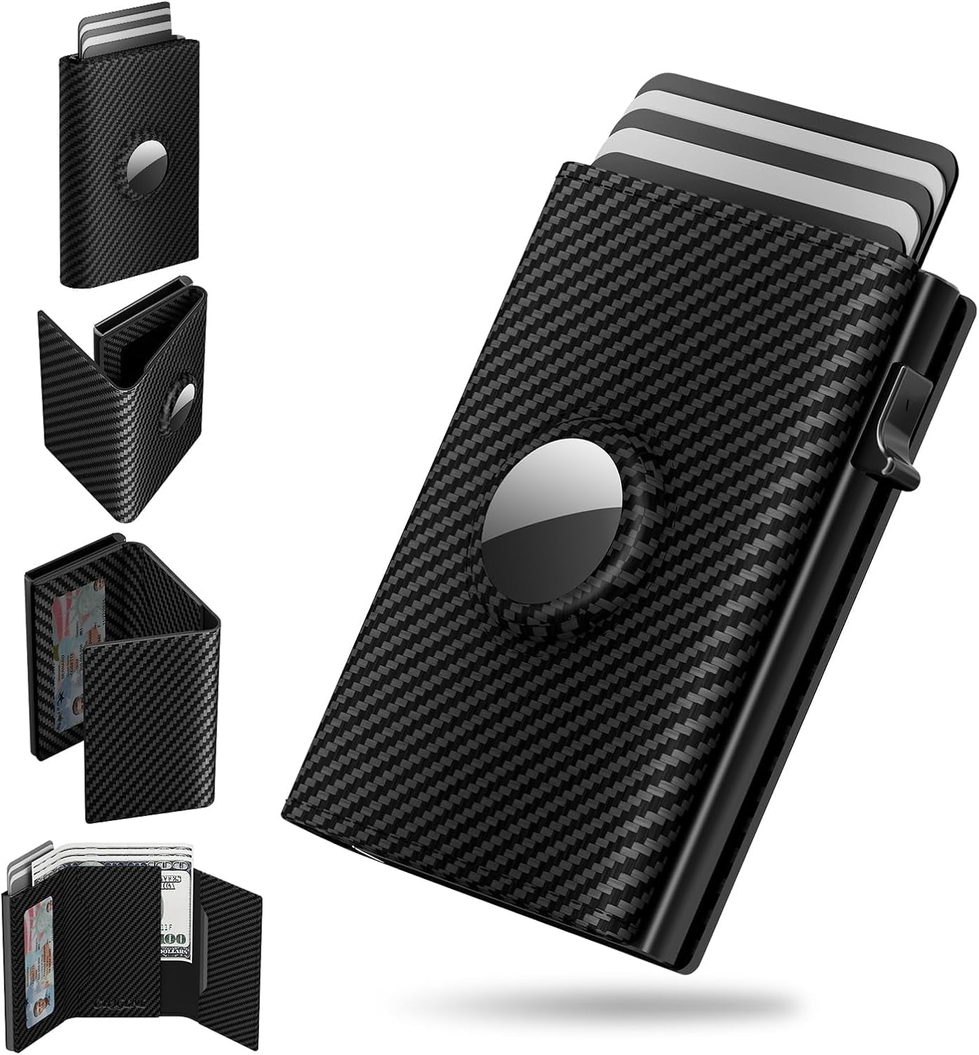 INNOTECH SC Men's Slim Card Wallet, Genuine Leather + Aluminium Alloy ...