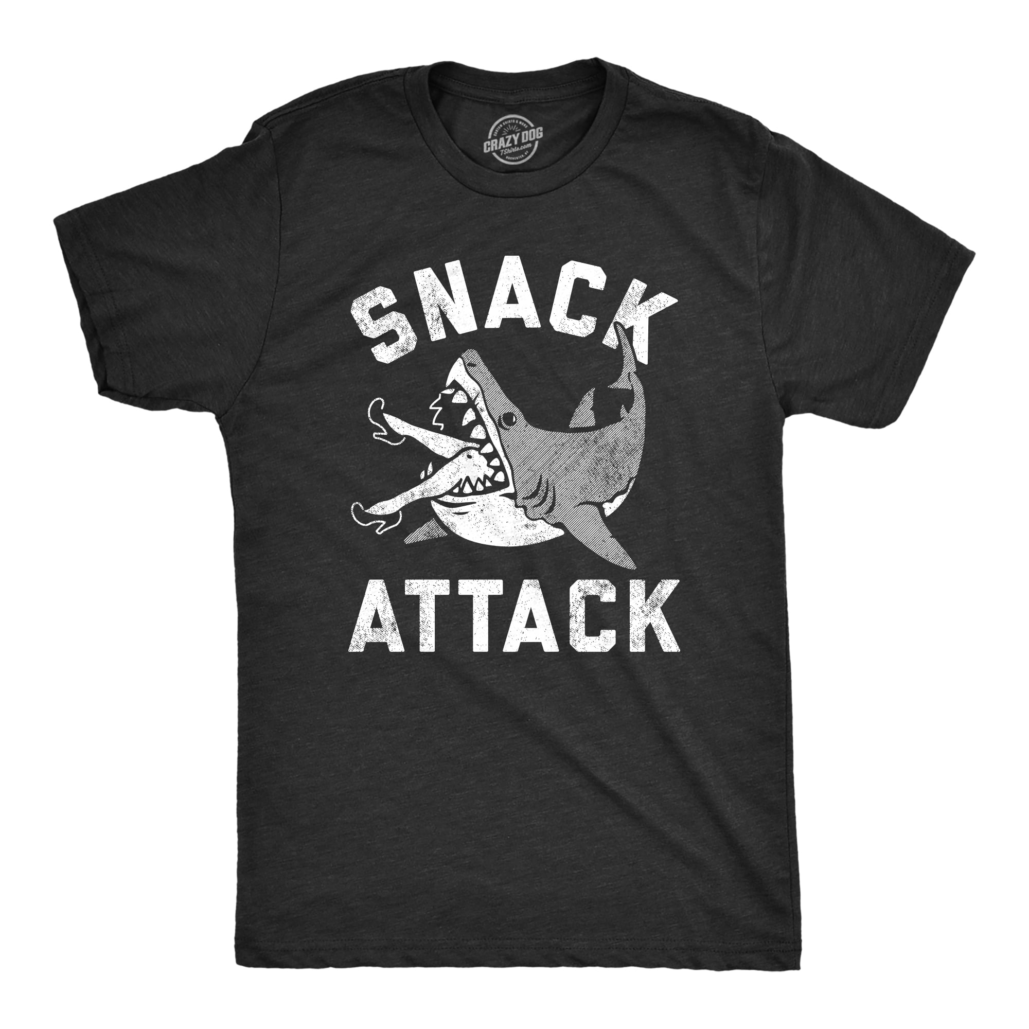 Mens Snack Attack T Shirt Funny Shark Bite Eating Snacking Joke Tee for ...