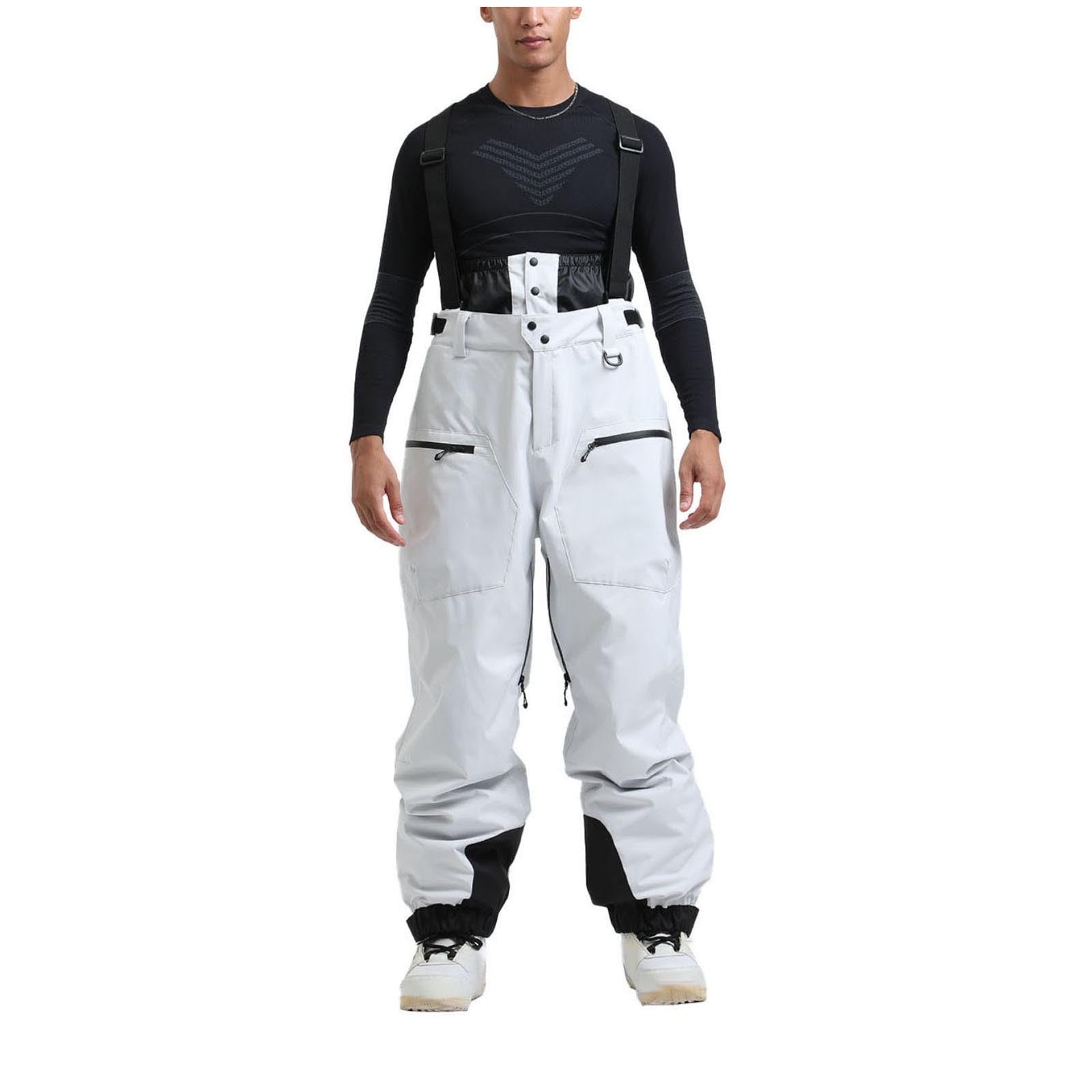 Mens Snow Bibs Overalls Waterproof Windproof Insulated Baggy Ski Pants ...