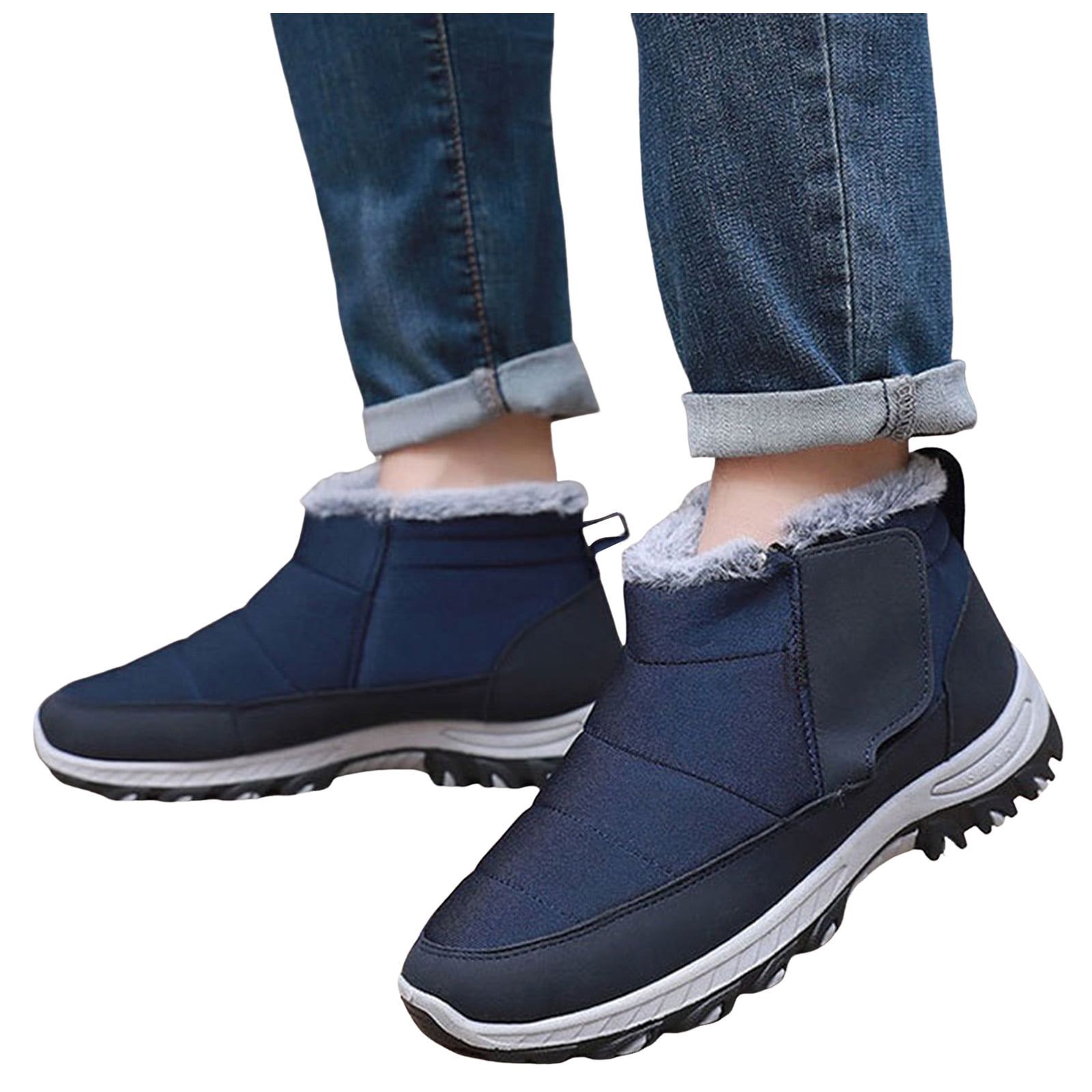 Mens Snow Boots Waterproof Winter Boots for Men Warm Ankle Boots Zipper ...
