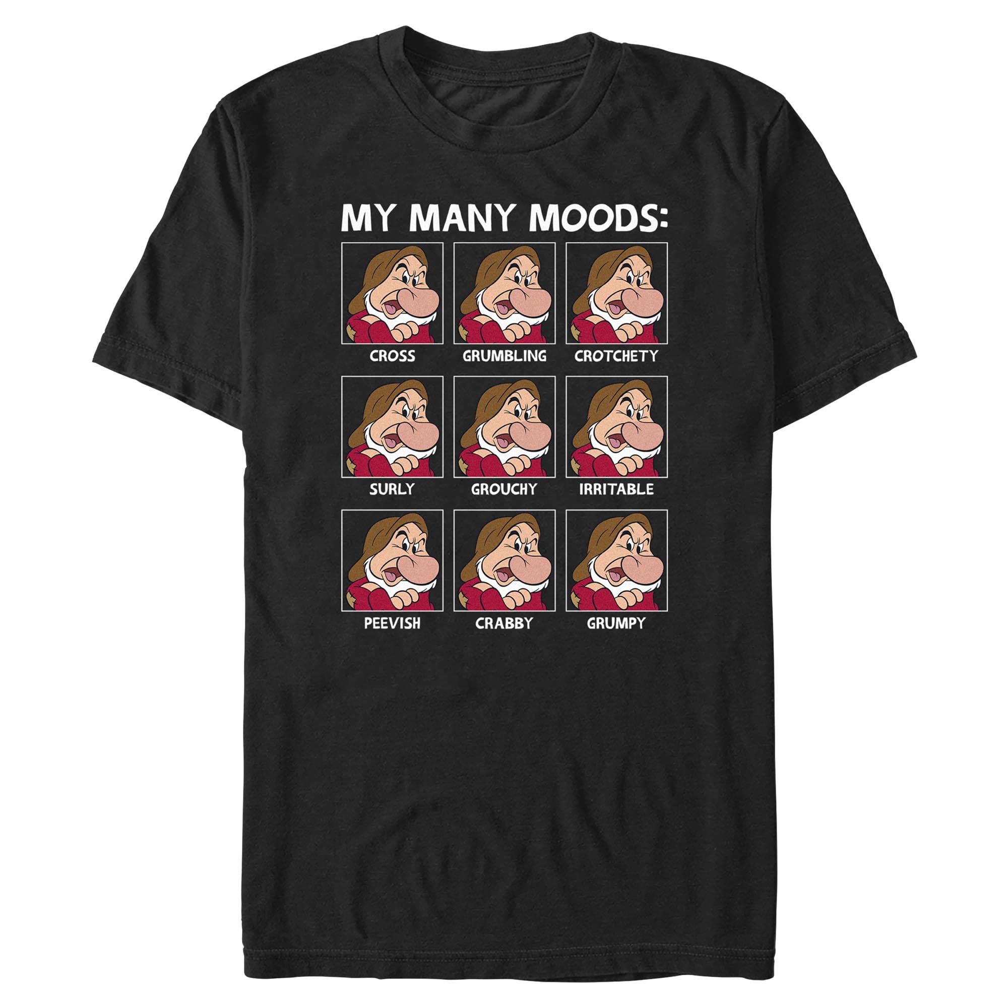 Mens Snow White and the Seven Dwarfs Grumpy My Many Moods T Shirt ...