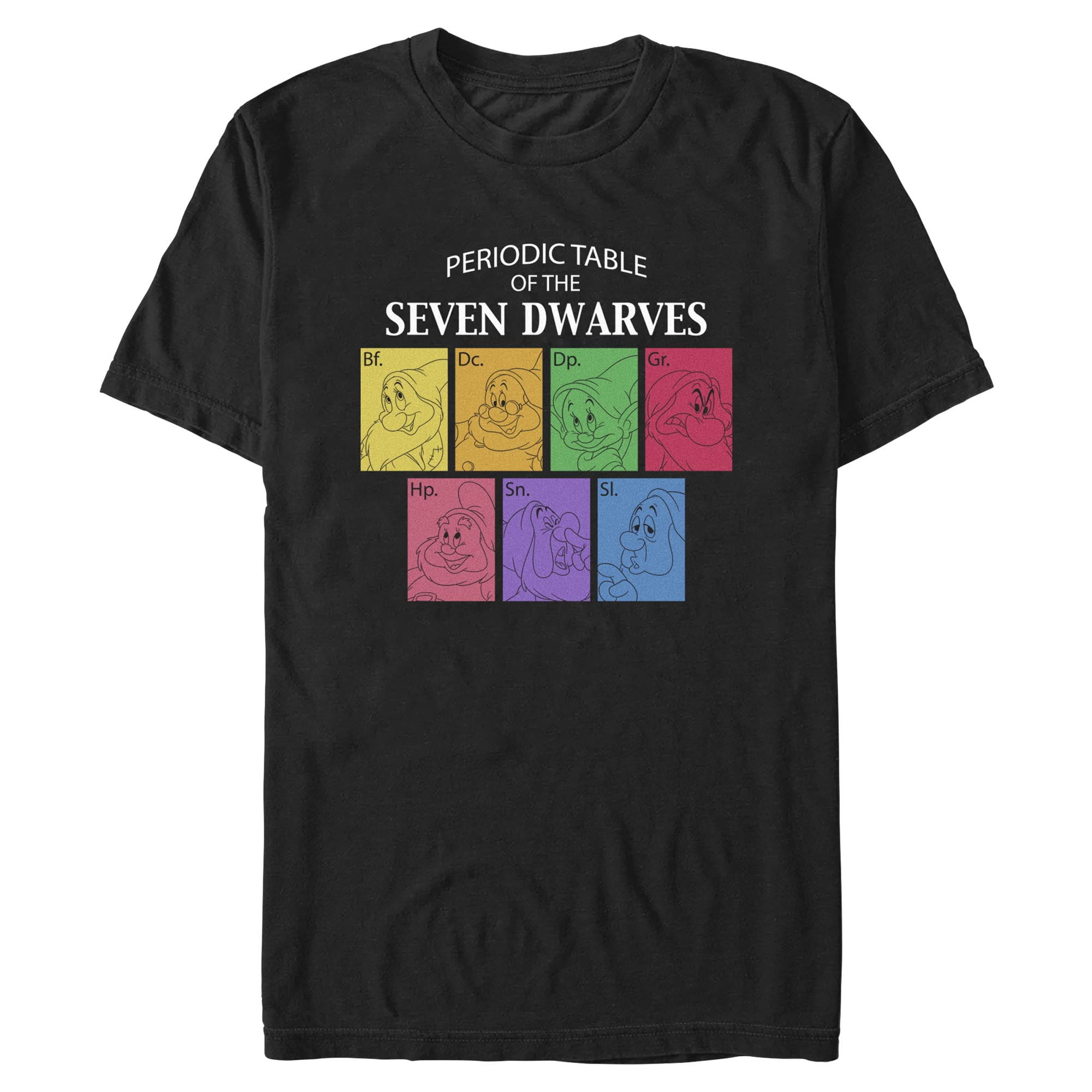 Mens Snow White and the Seven Dwarfs Periodic Table Multicolor T Shirt ...