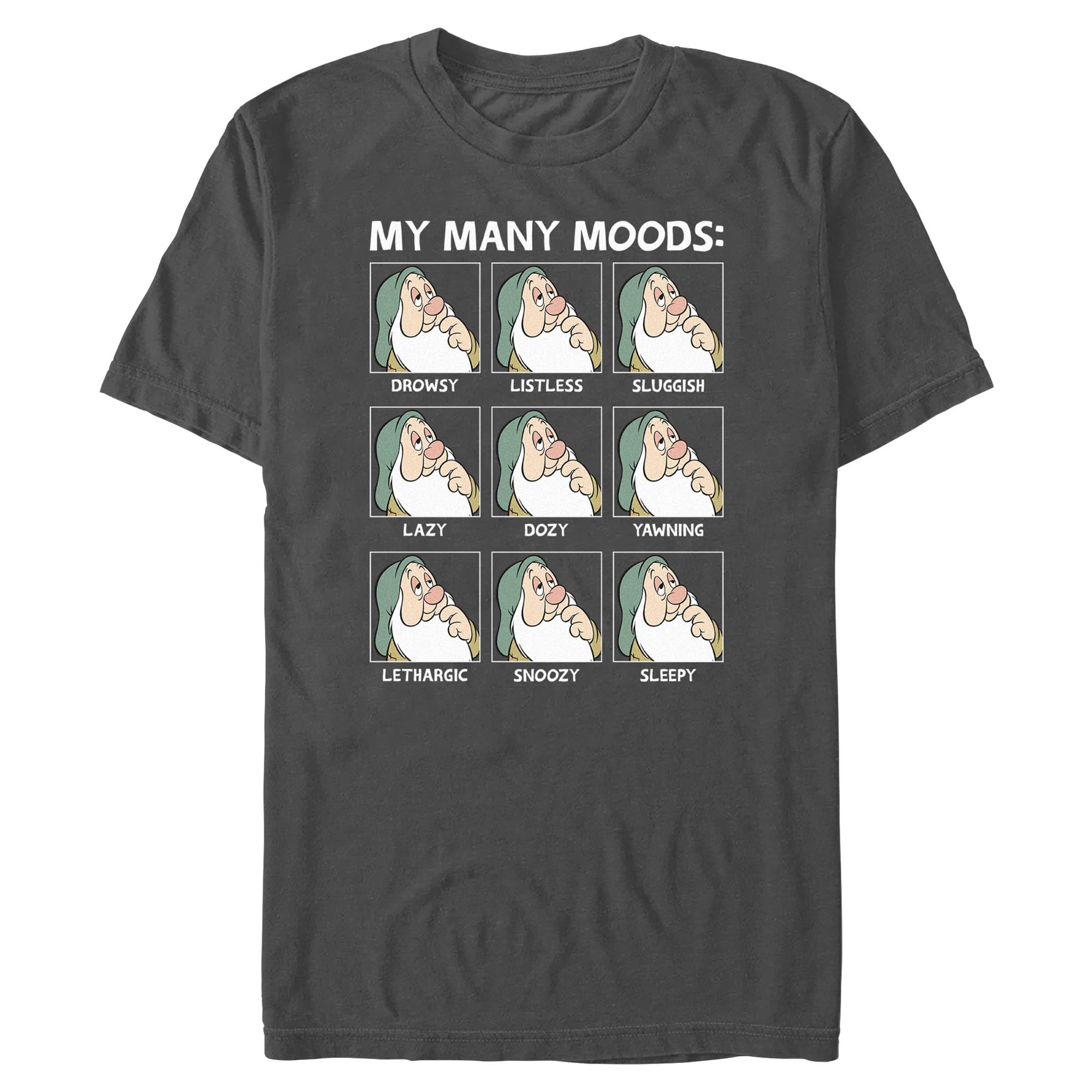 Mens Snow White and the Seven Dwarfs Sleepy My Many Moods T Shirt ...