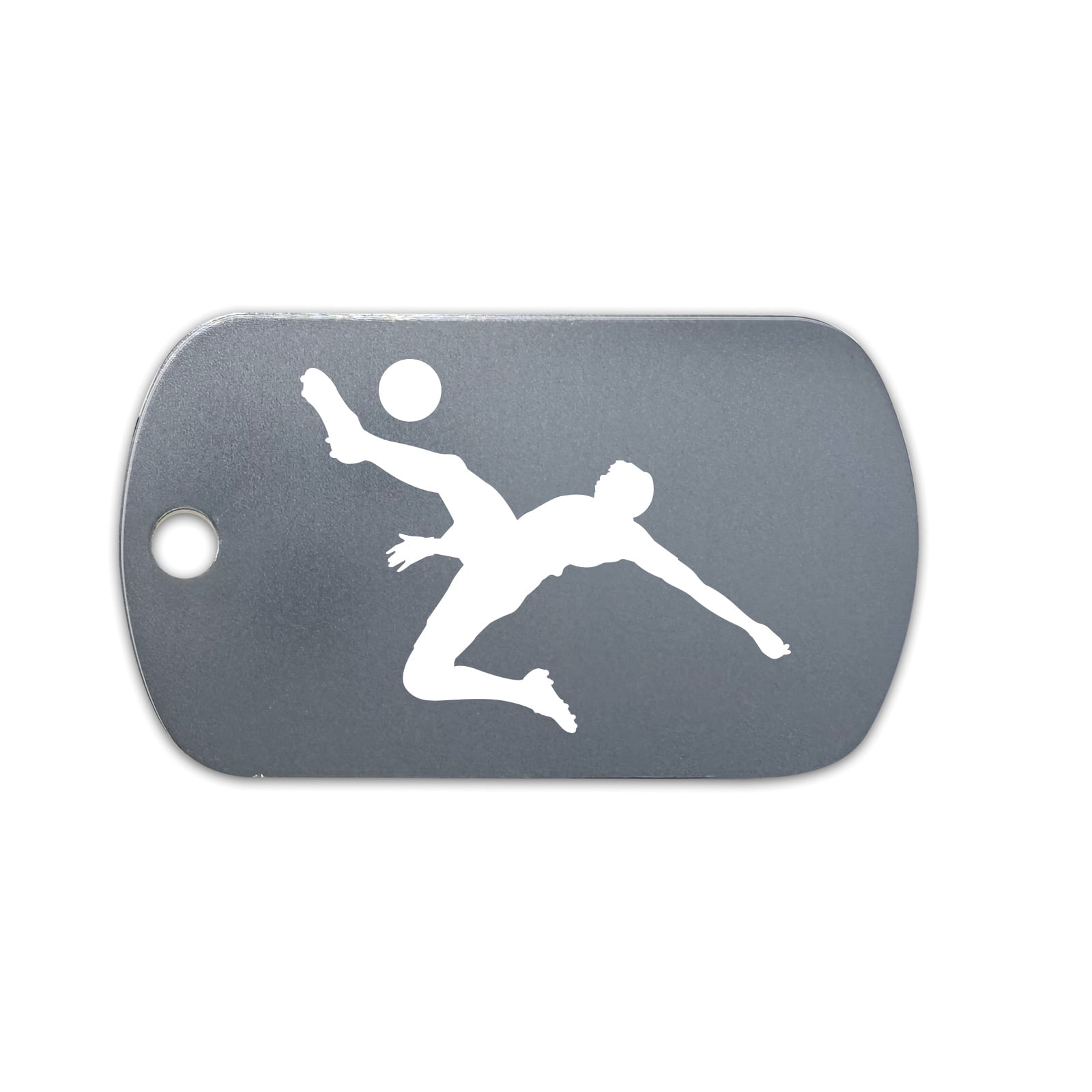Mens Soccer GI Dog Tag Aluminum Keychain european football bicycle kick ...