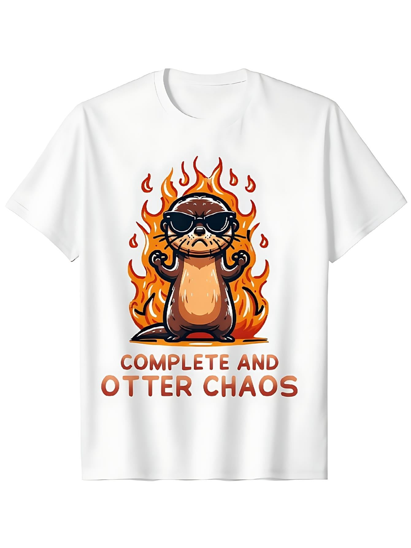 Mens Soft Breathable 100% Cotton Otter T-Shirt - Casual Streetwear Tee ...