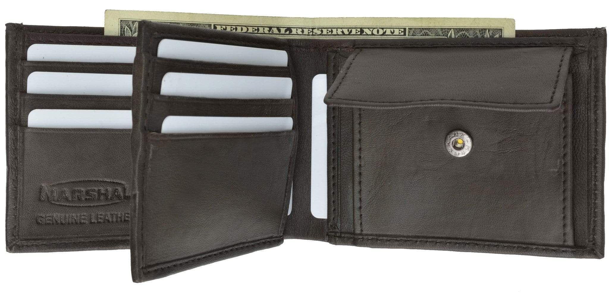 Mens Soft Leather Bifold Card Holder Wallet W/Outside Double ID Windows ...