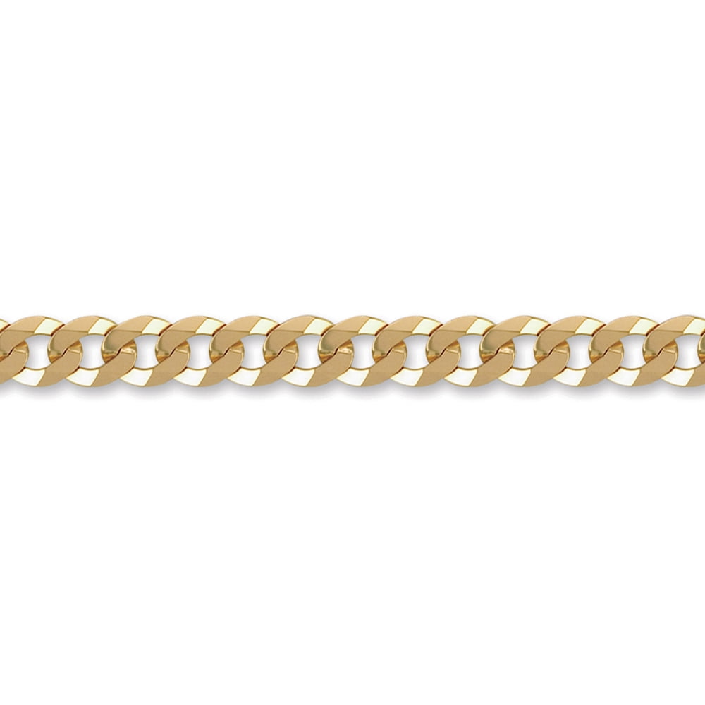 Mens Solid 9ct Gold Jewelco London Flat Curb 8.4mm Gauge Chain Necklace ...