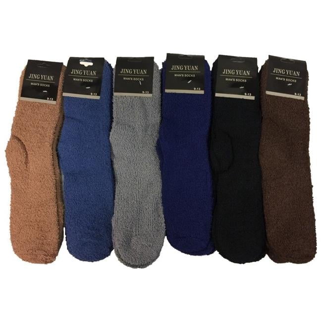 Mens Solid Color Fuzzy Socks, Assorted Color - Size 9-13 - Case of 72 ...