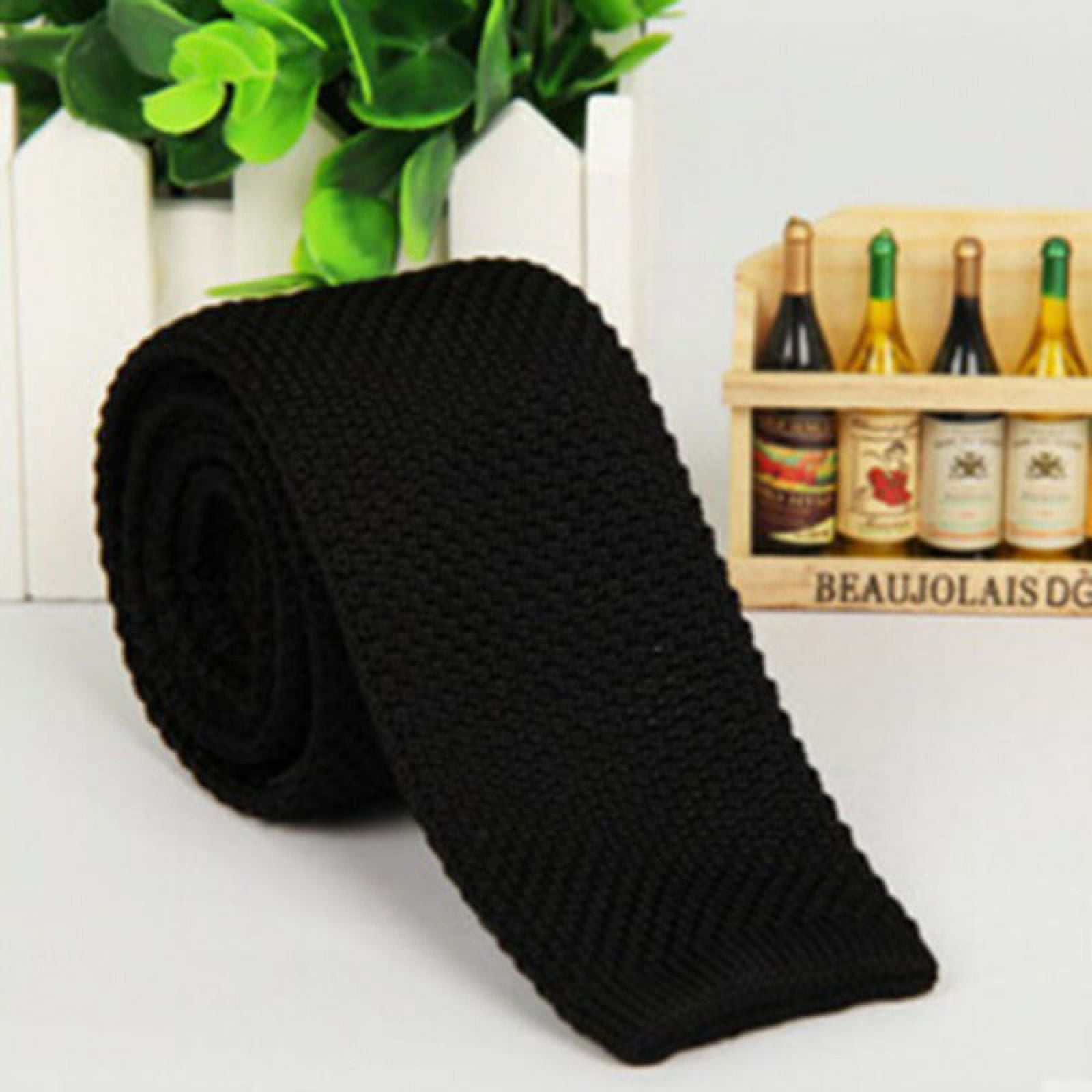 Mens Solid Knitted Tie, Men Vintage Smart Casual Plain Skinny Woven ...
