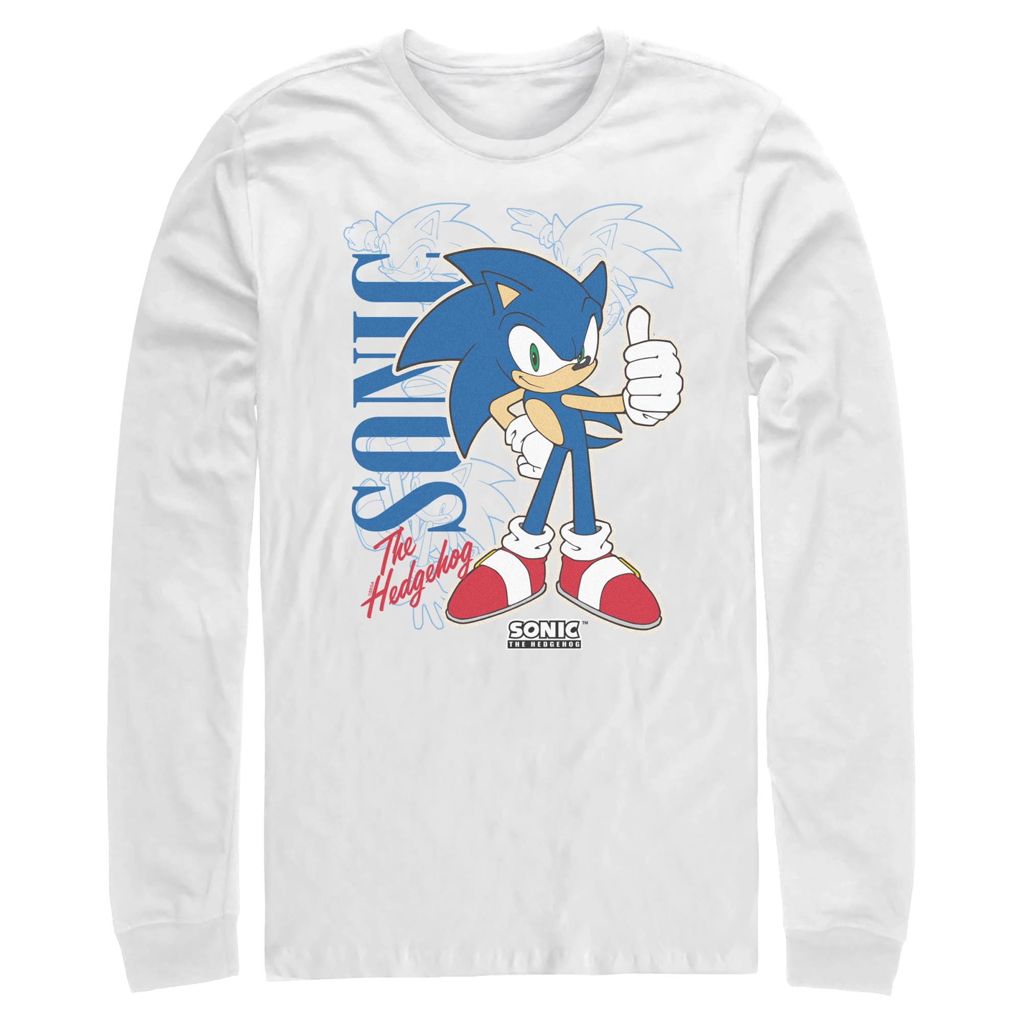 Mens Sonic the Hedgehog Thumbs Up Long Sleeve Shirt - Walmart.com