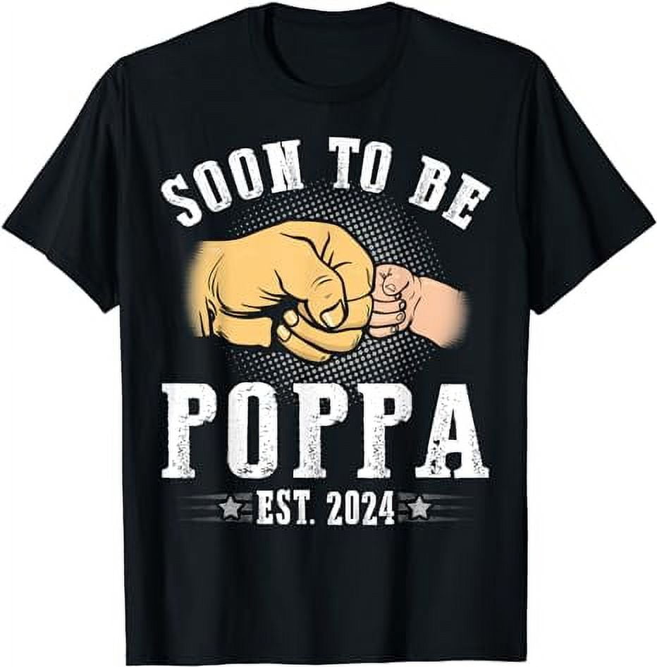Mens Soon To Be Poppa est.2024 Father's Day Promoted to Poppa T-Shirt ...