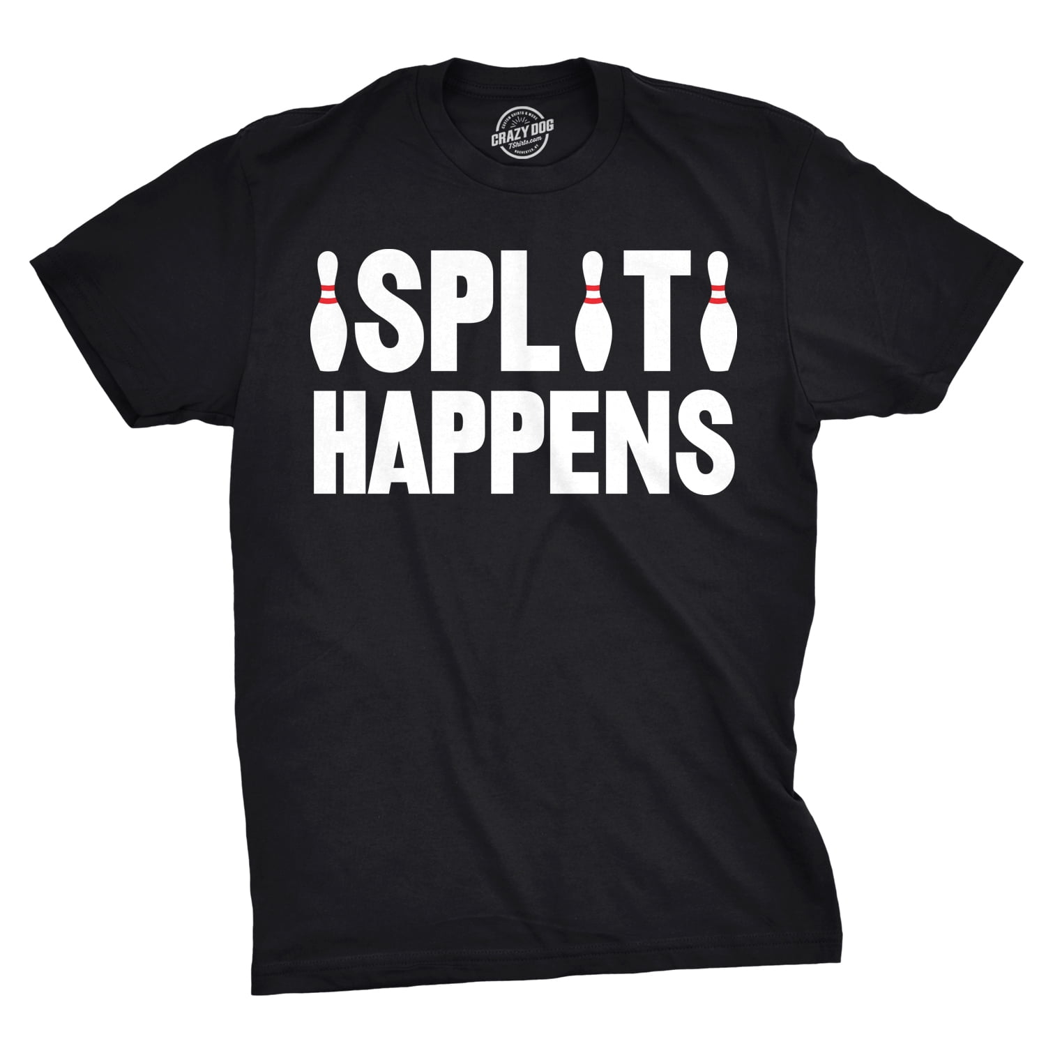 Mens Split Happens Funny Bowling Graphic Text Hilarious Sports T Shirt ...