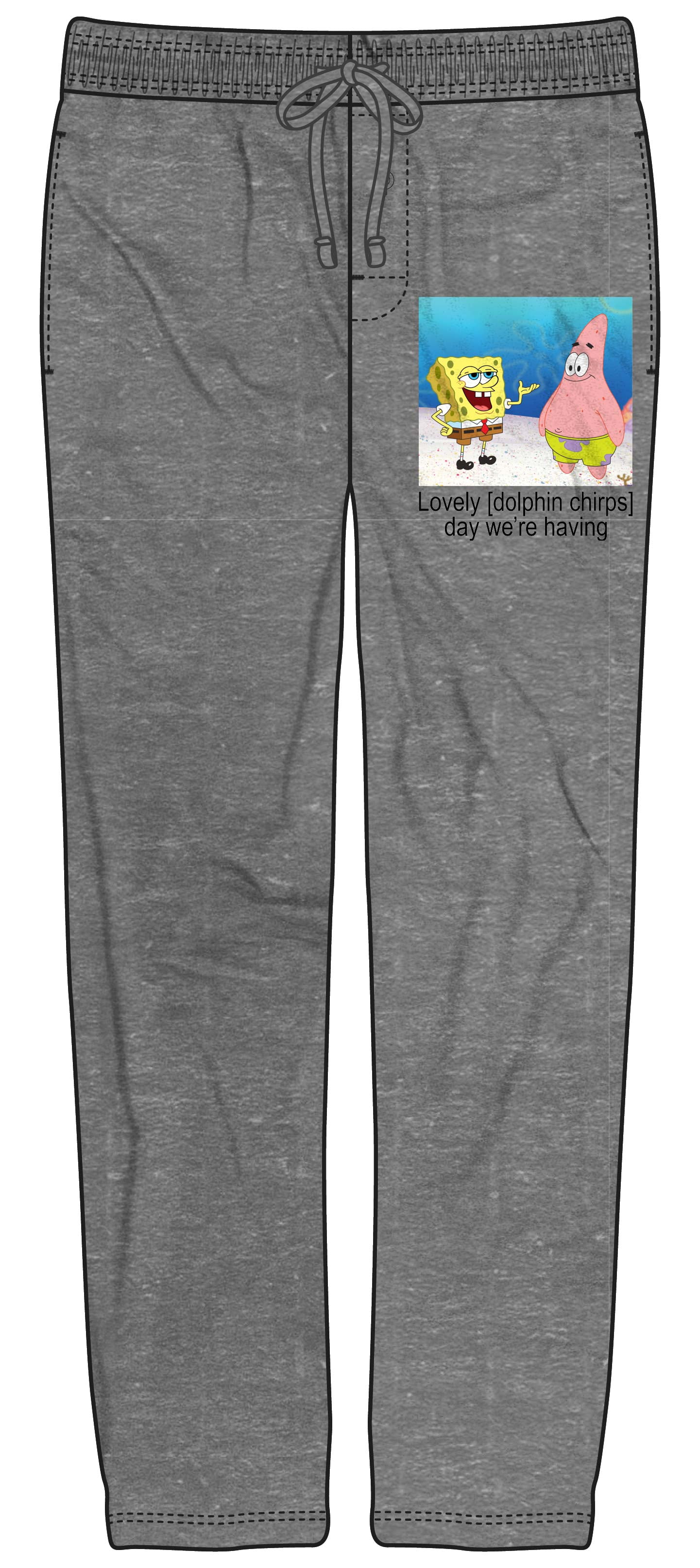 Mens Spongebob Squarepants Dolphin Chirp Screen Short Grey Sleep Pajama ...