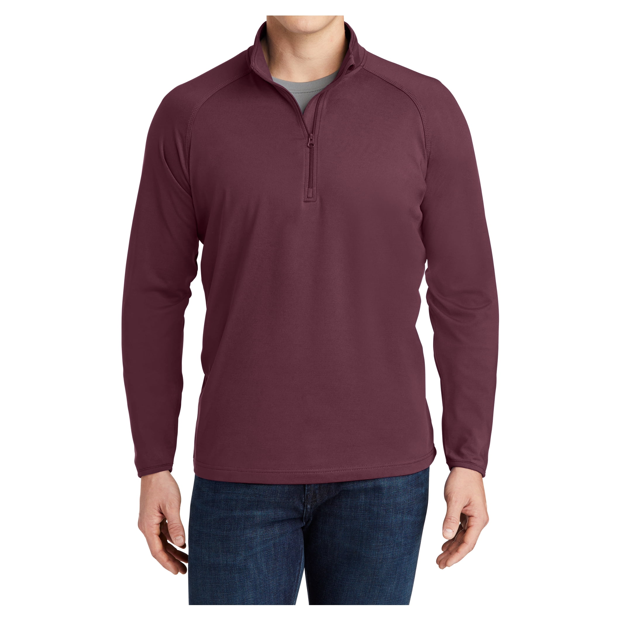 Mens Sport Wick Stretch 1/2 Zip Polyester/Spandex Pullover Maroon M ...