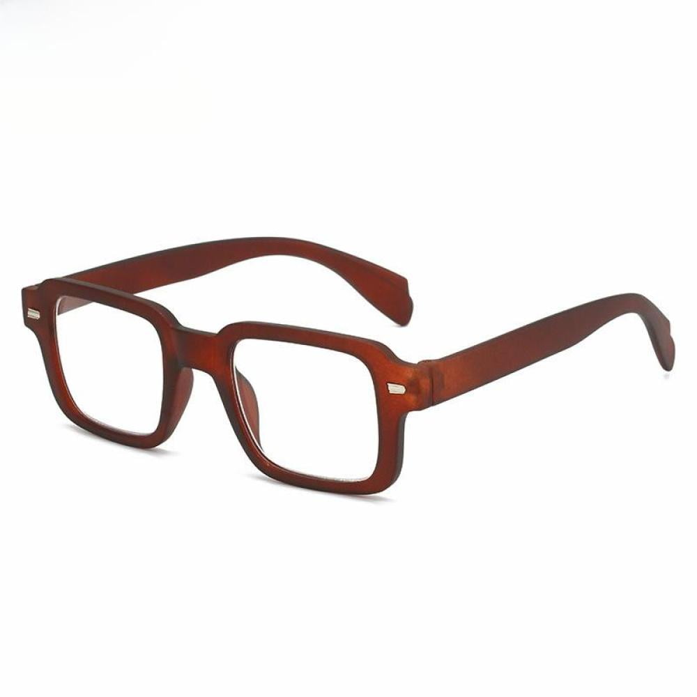 Mens Square Reading Glasses Classic Blue Light Blocking Matte Beown ...