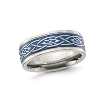 Mens Stainless Steel 8mm Polished Checkered Pattern Ring - Walmart.com
