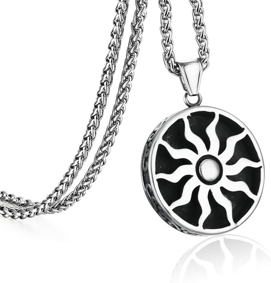Mens Stainless Steel Faith Sun God Apollo Pendant Necklace,24 inch Link ...
