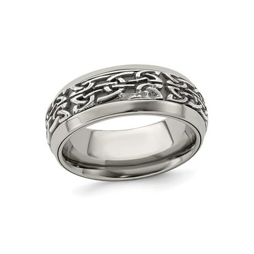 Mens Black Titanium Pattern Signet Ring - Walmart.com
