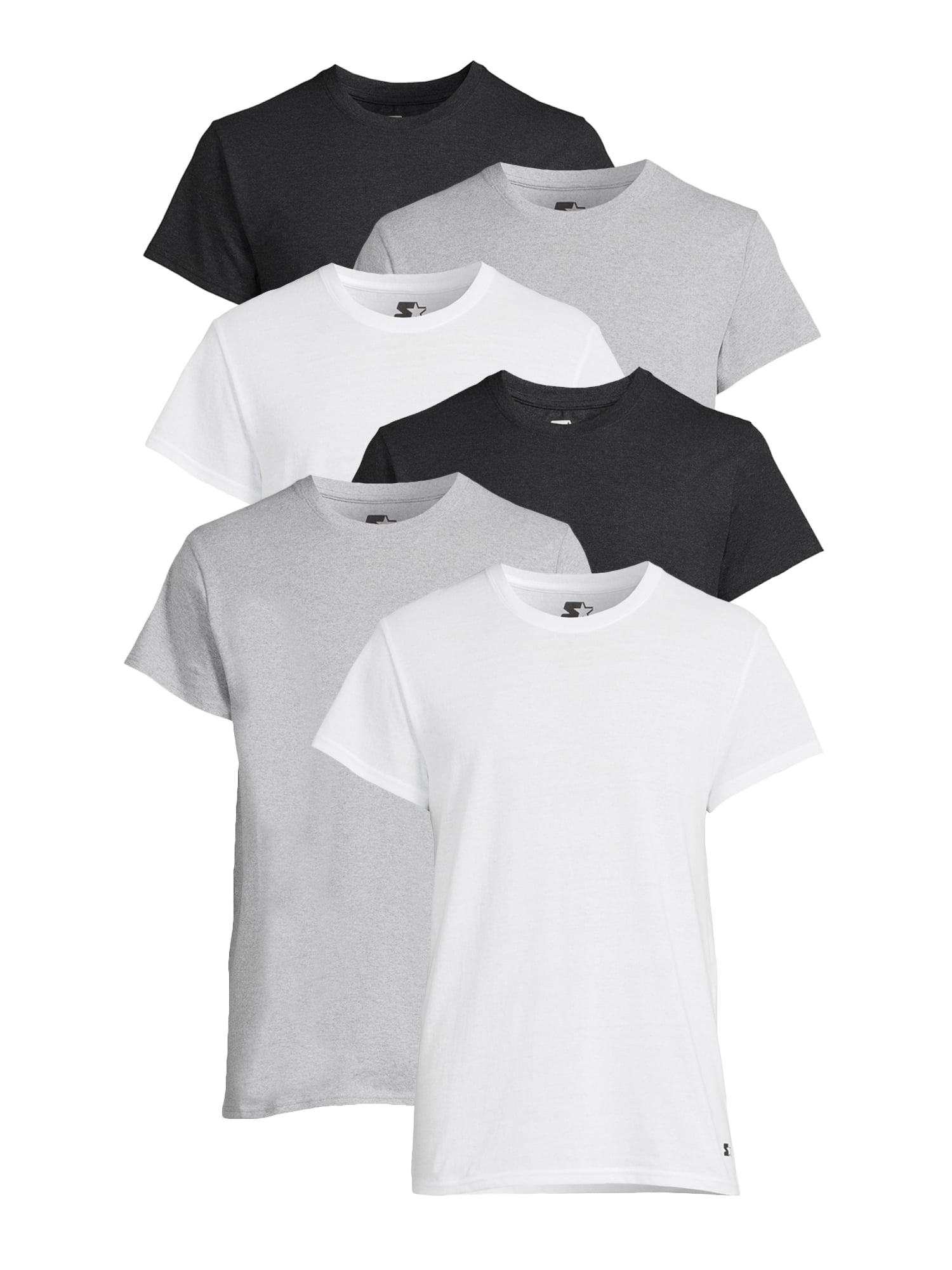 Shop Mens Starter 6 Pack Crew-Neck Tees - Great Prices Await - Walmart.com