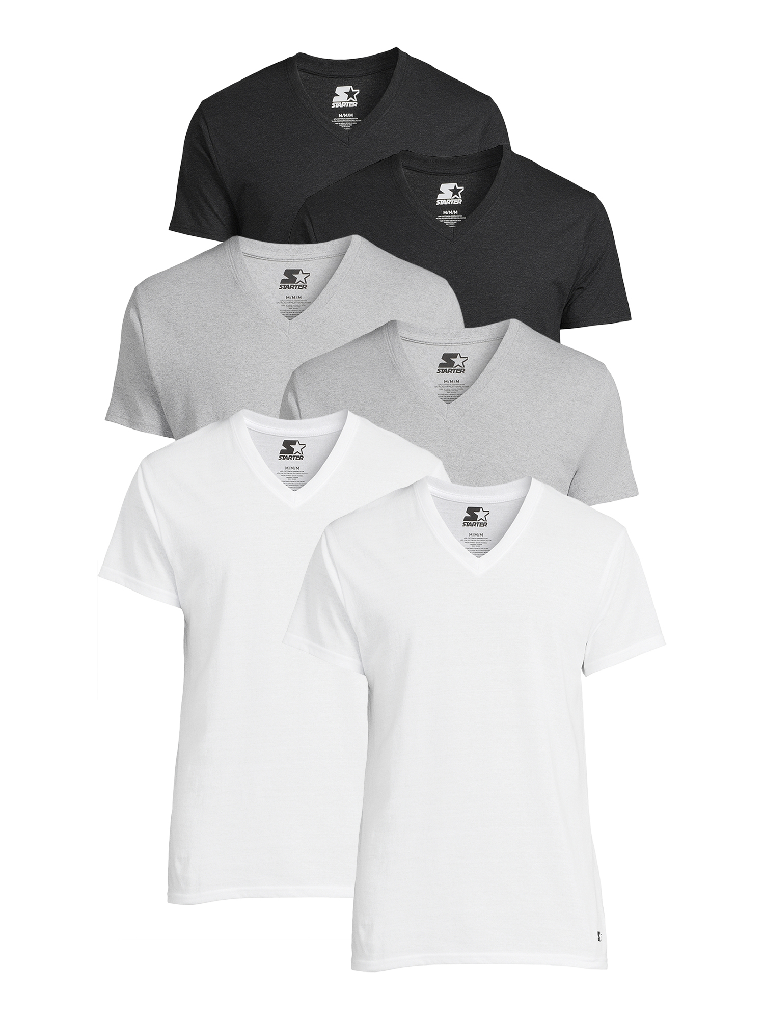 Men's Dual Defense White V-Neck T-Shirts, 6 Pack - Walmart.com