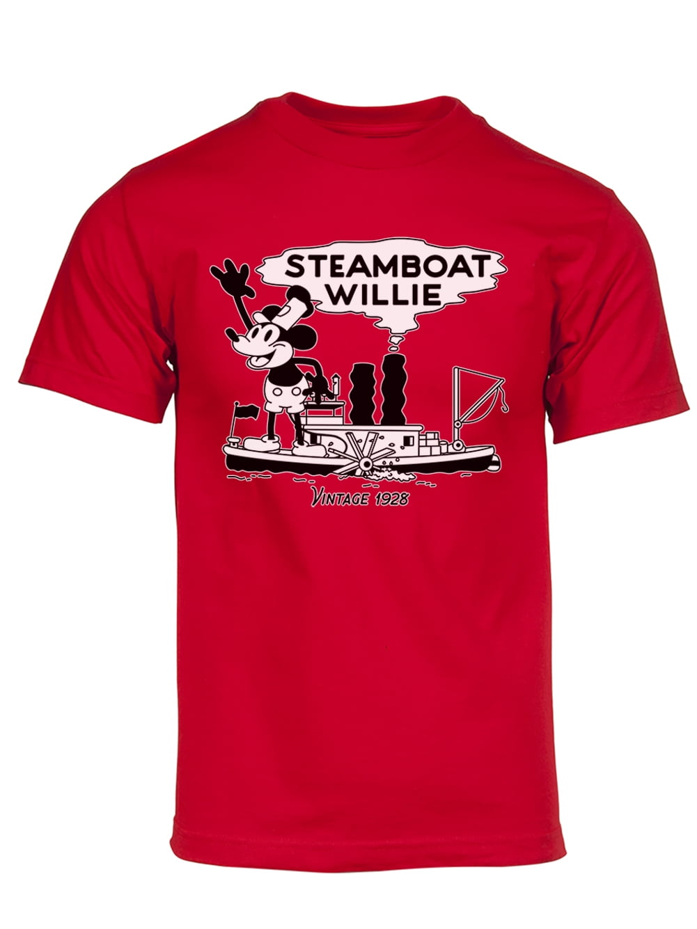 Mens Steamboat Willie T-Shirt - Vintage 1928 Cartoon Shirt, Red Medium - Walmart.com
