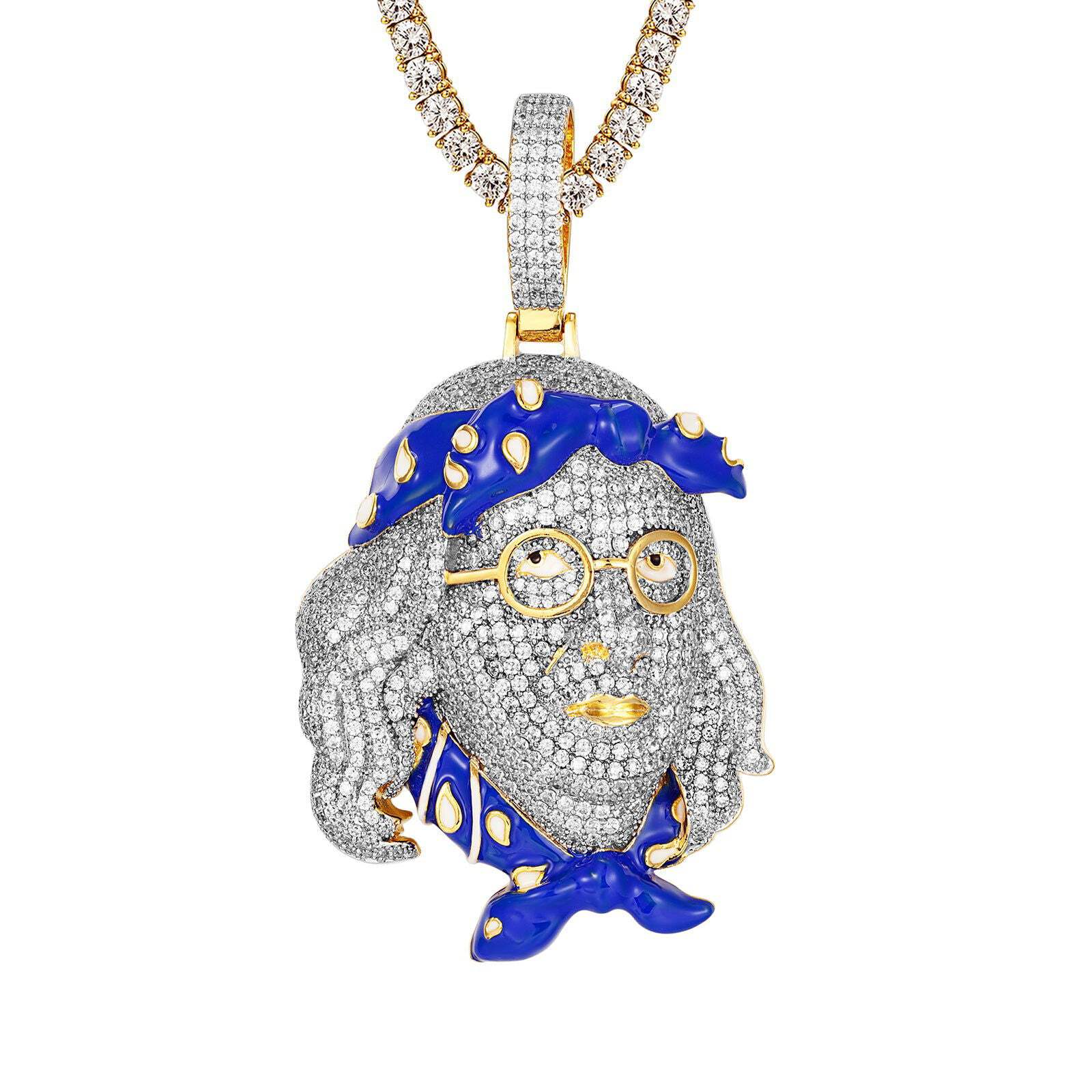Mens Sterling Silver Benjamin Face Icy Custom Hip Hop Pendant - Walmart.com
