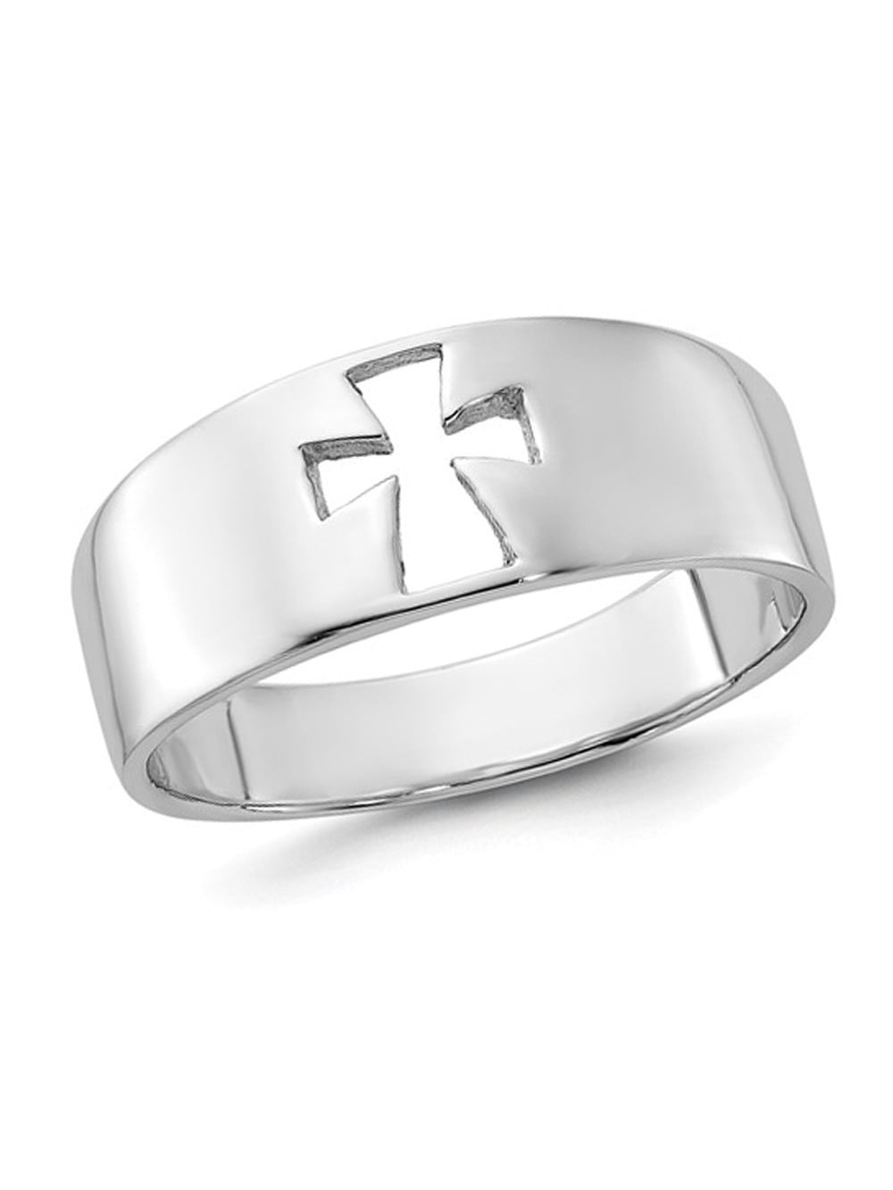 Mens Sterling Silver Cut-out Cross Ring Ring - Walmart.com