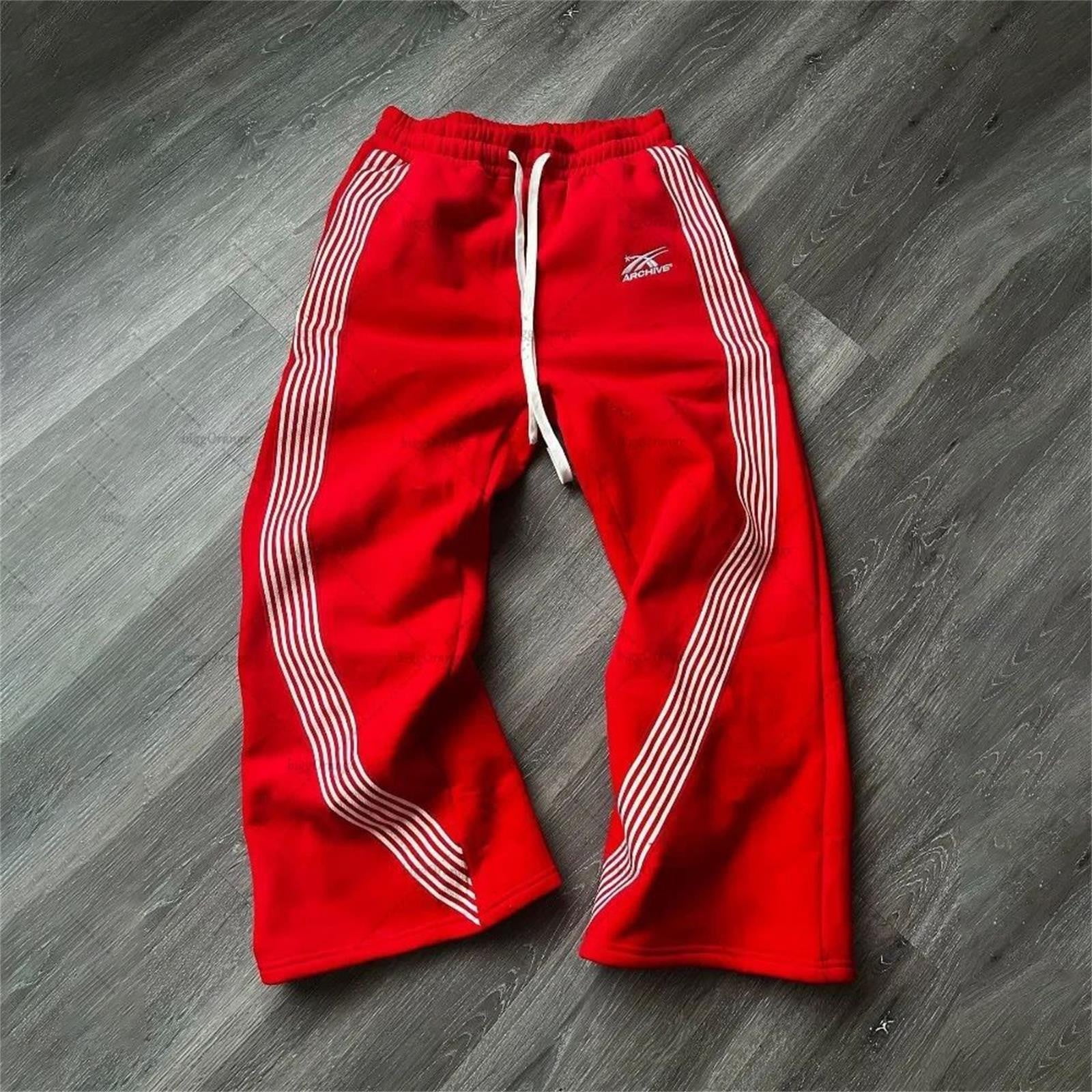 Mens Striped Sweatpants Y2K Straight Leg Baggy Pants Streetwear ...
