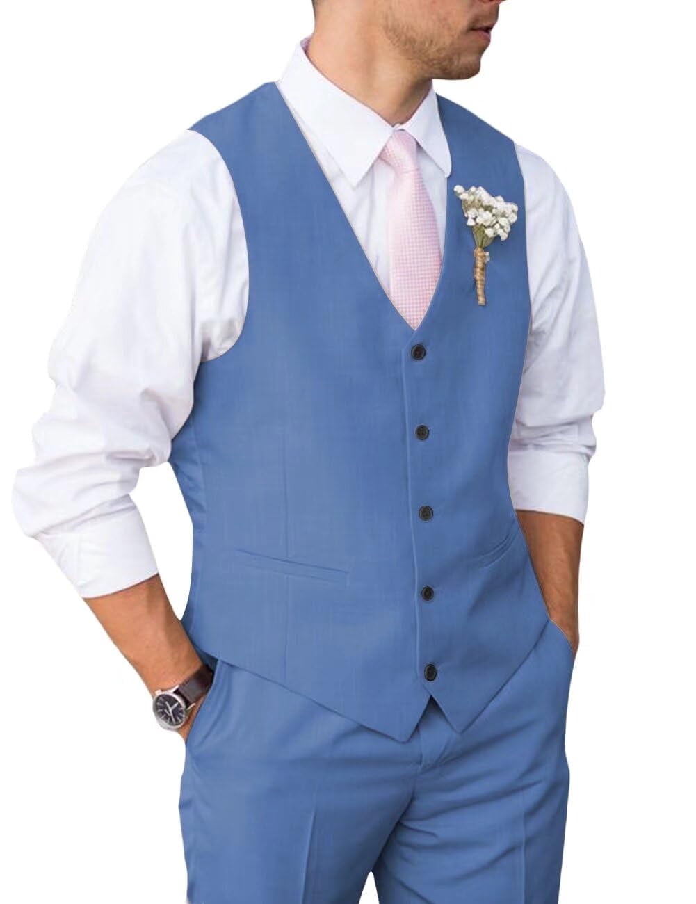 Mens Suit 2 Piece Slim Fit Suit for Wedding Vest Pants Suit for Wedding ...