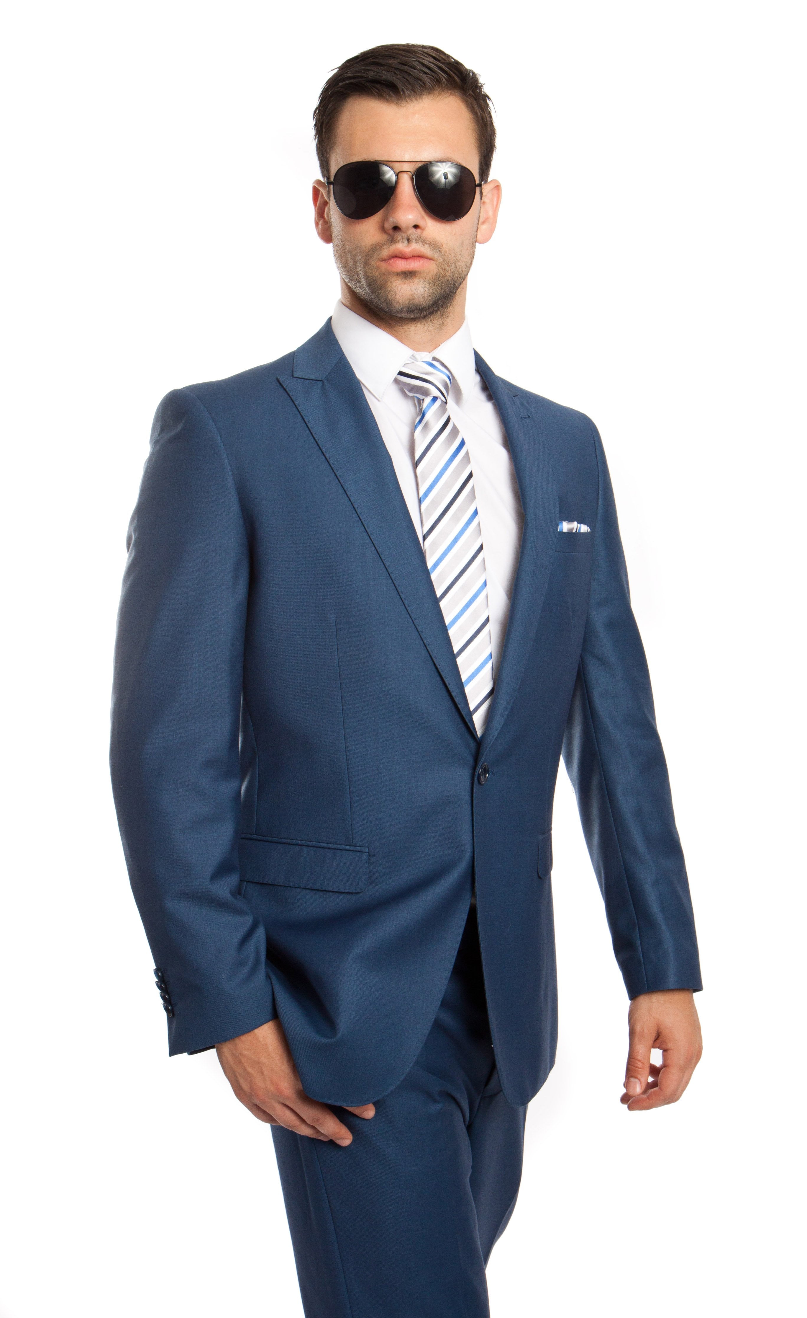 Mens Suit Two Piece One Button Peak Lapel Solid Suits - Walmart.com