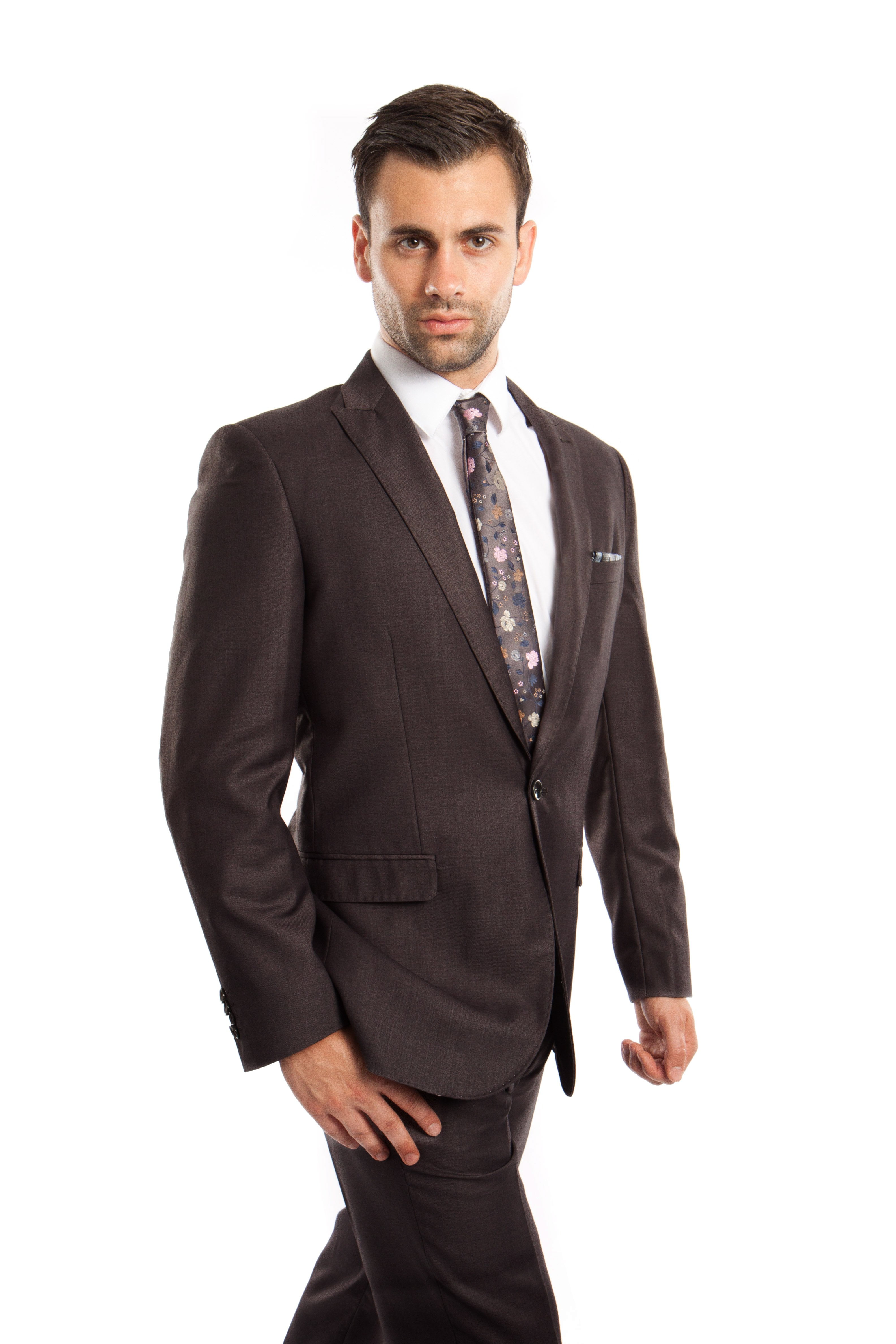 Mens Suit Two Piece One Button Peak Lapel Solid Suits - Walmart.com