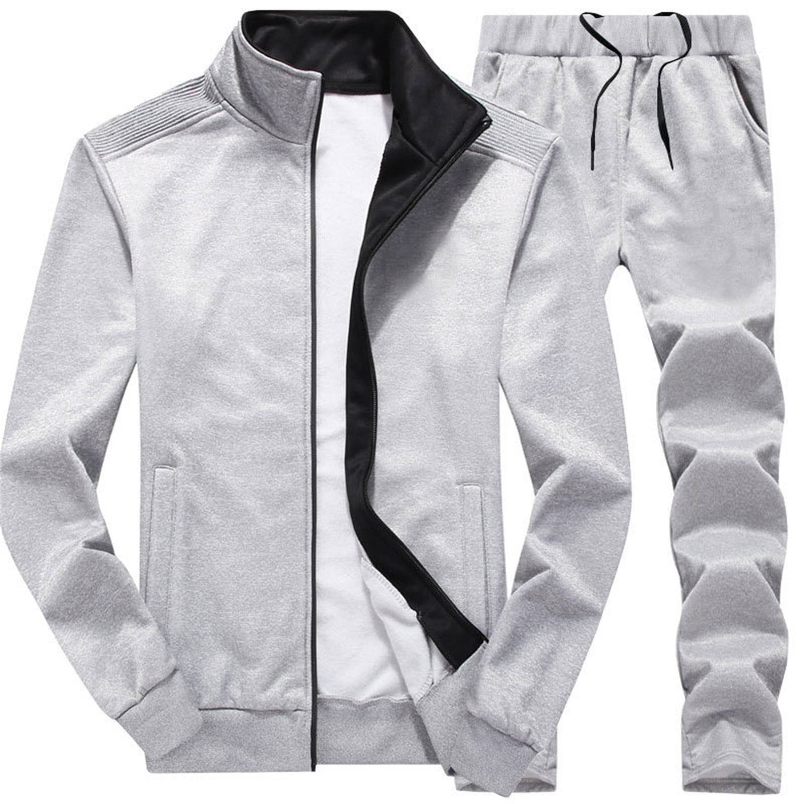 Mens Suits Casual Track Full Zip Running Jogging Sports Jacket and ...