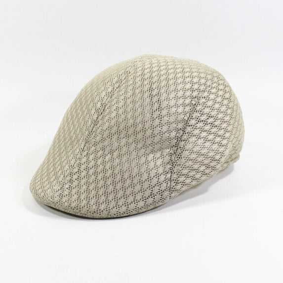 Mens Summer Beret Cotton Sun Hat Flat Cap Breathable Mesh Caps Fishing ...