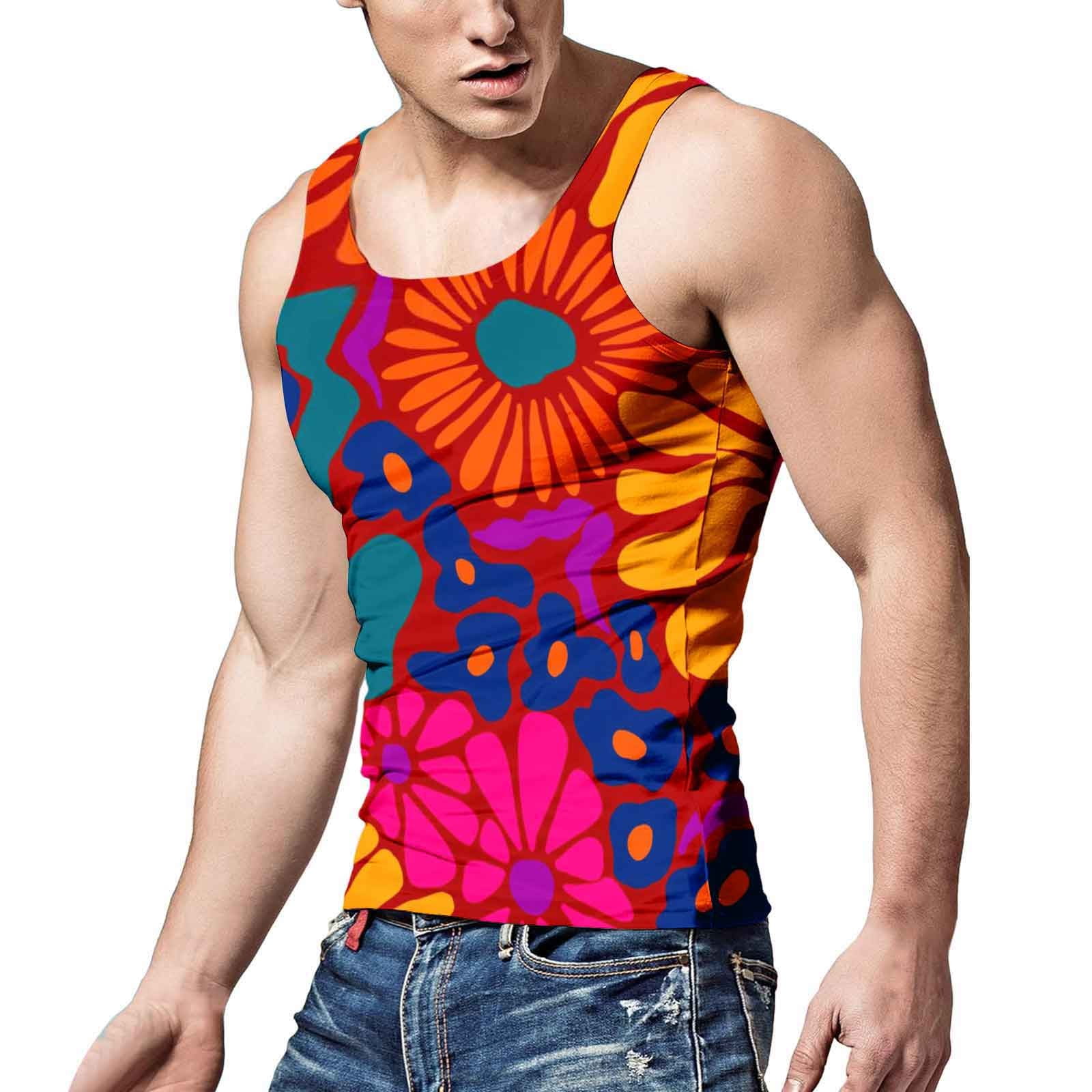 Mens Summer Carnival Rainbow Vest With Unique Personality Unrestrained And Enthusiastic Rainbow