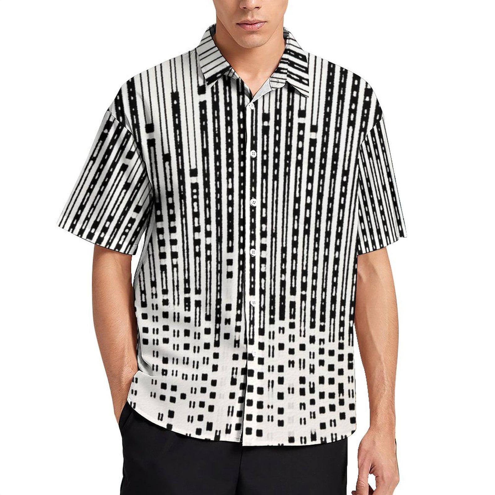 Mens Summer Colored Grid Geometry Shirts Button Down Short Sleeve ...
