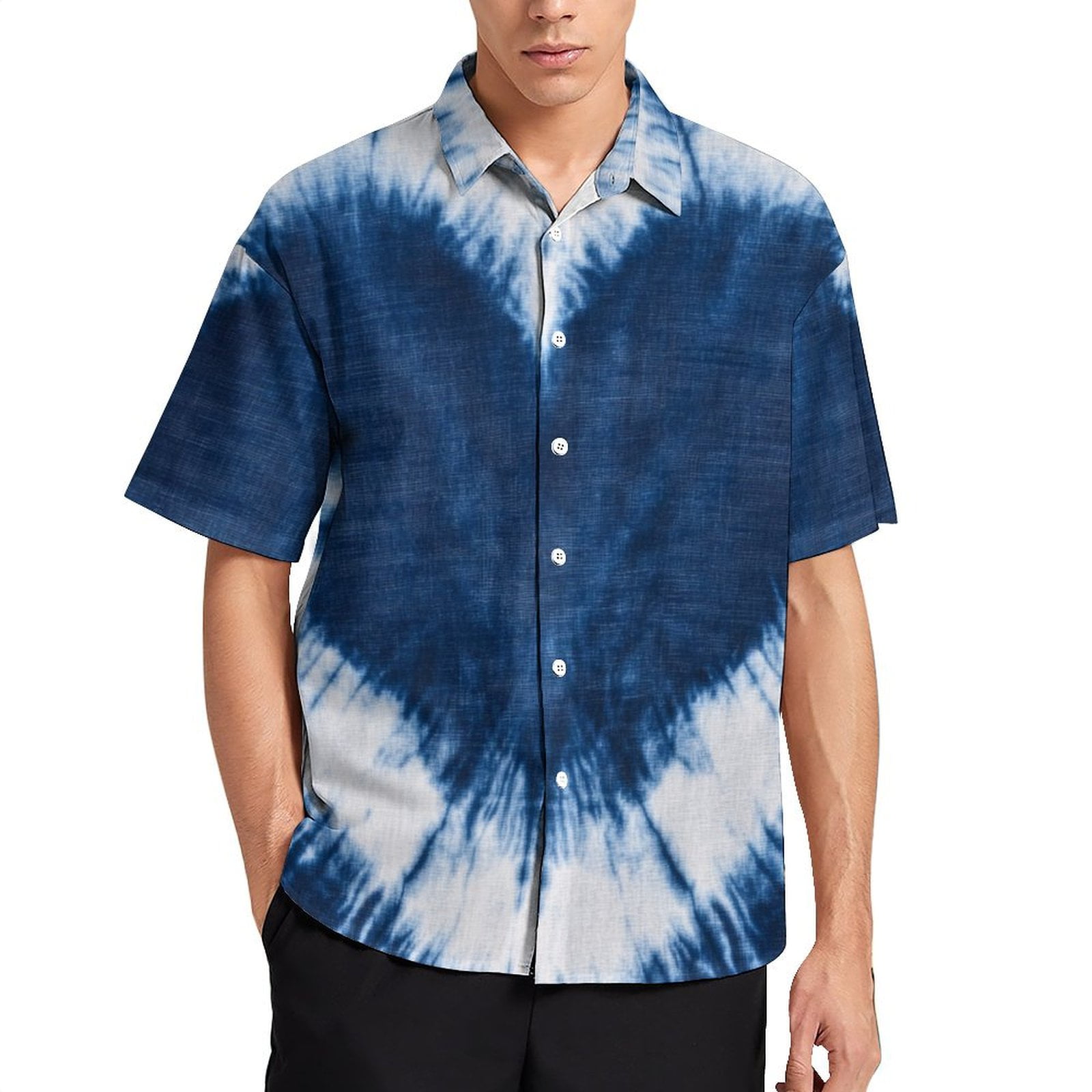 Mens Summer Colorful Tie Dye Vortex Shirts Button Down Short Sleeve Vintage Hawaiian Shirts with ...