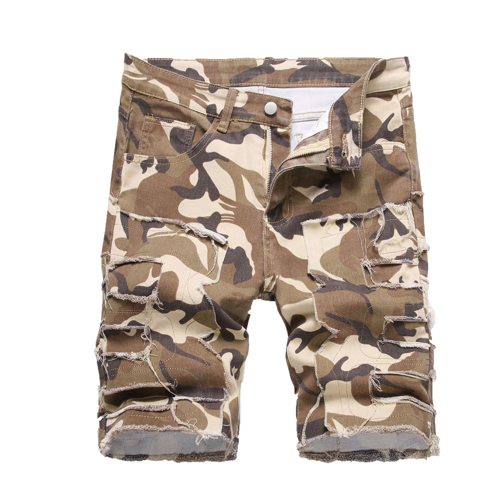 Mens Summer Denim Cargo Shorts Ripped Trunks Stretchy Washed Jeans ...