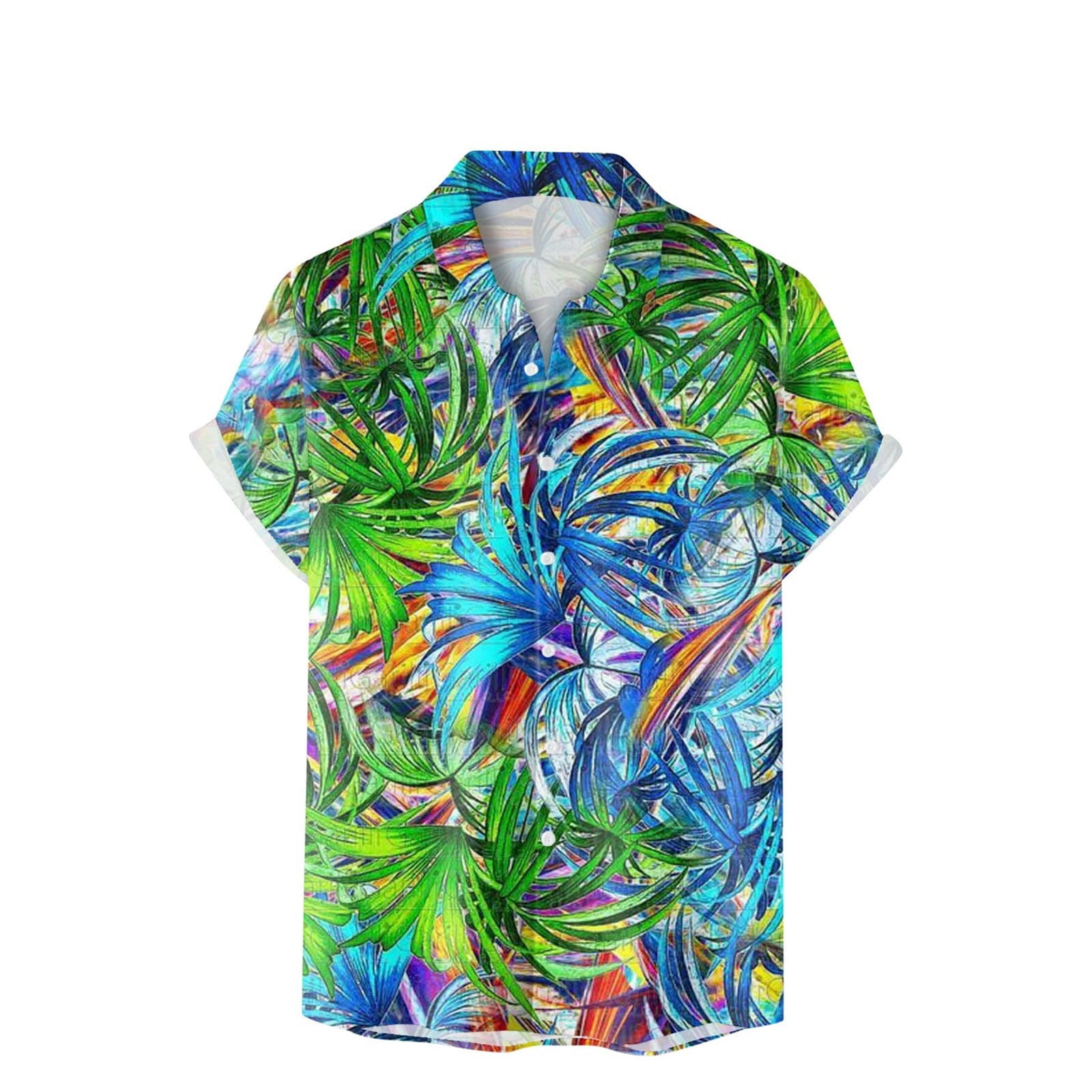 Mens Summer Fashion Casual Beach Seaside 3d Printing Lapel Button Short