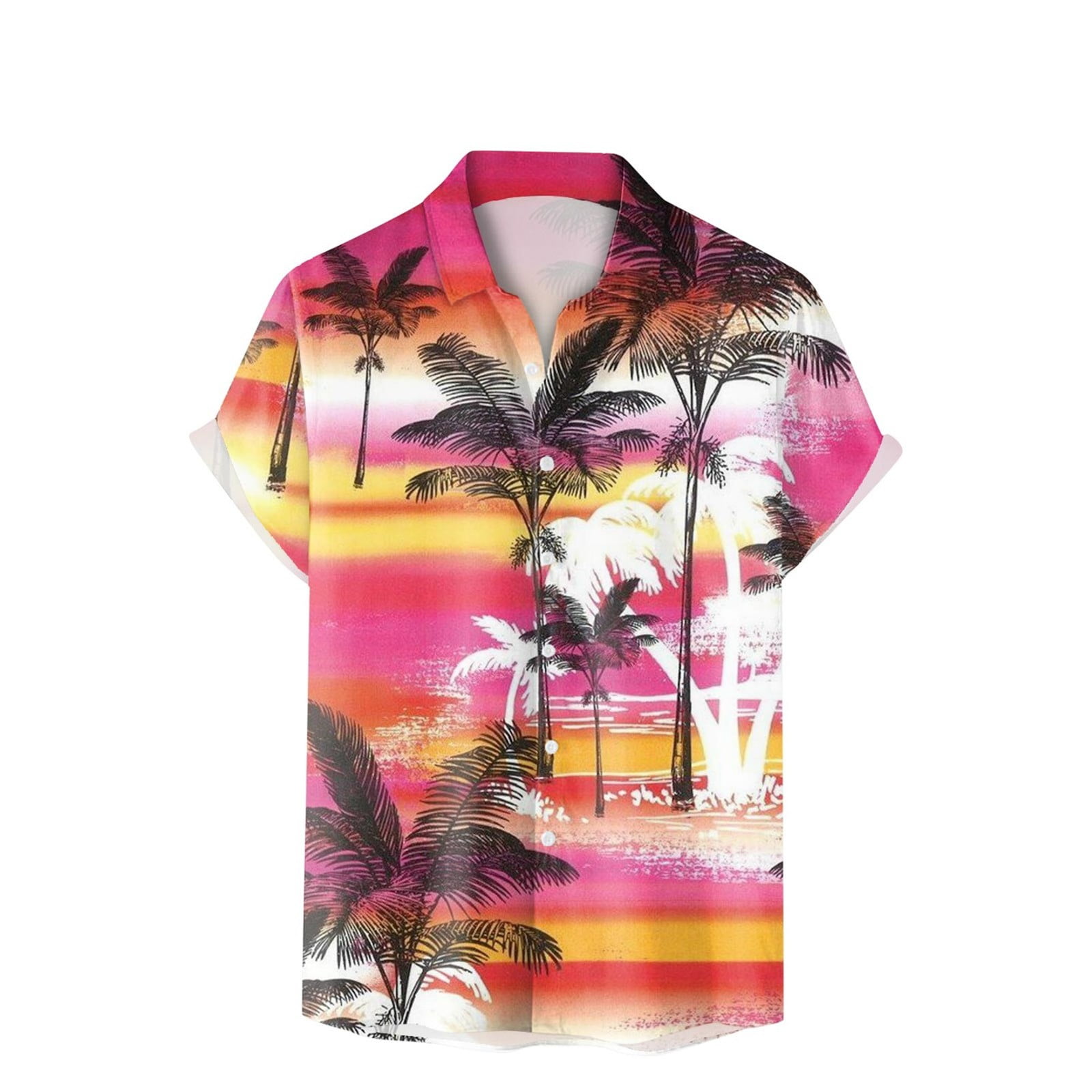 Mens Summer Fashion Casual Beach Seaside 3d Printing Lapel Button Short