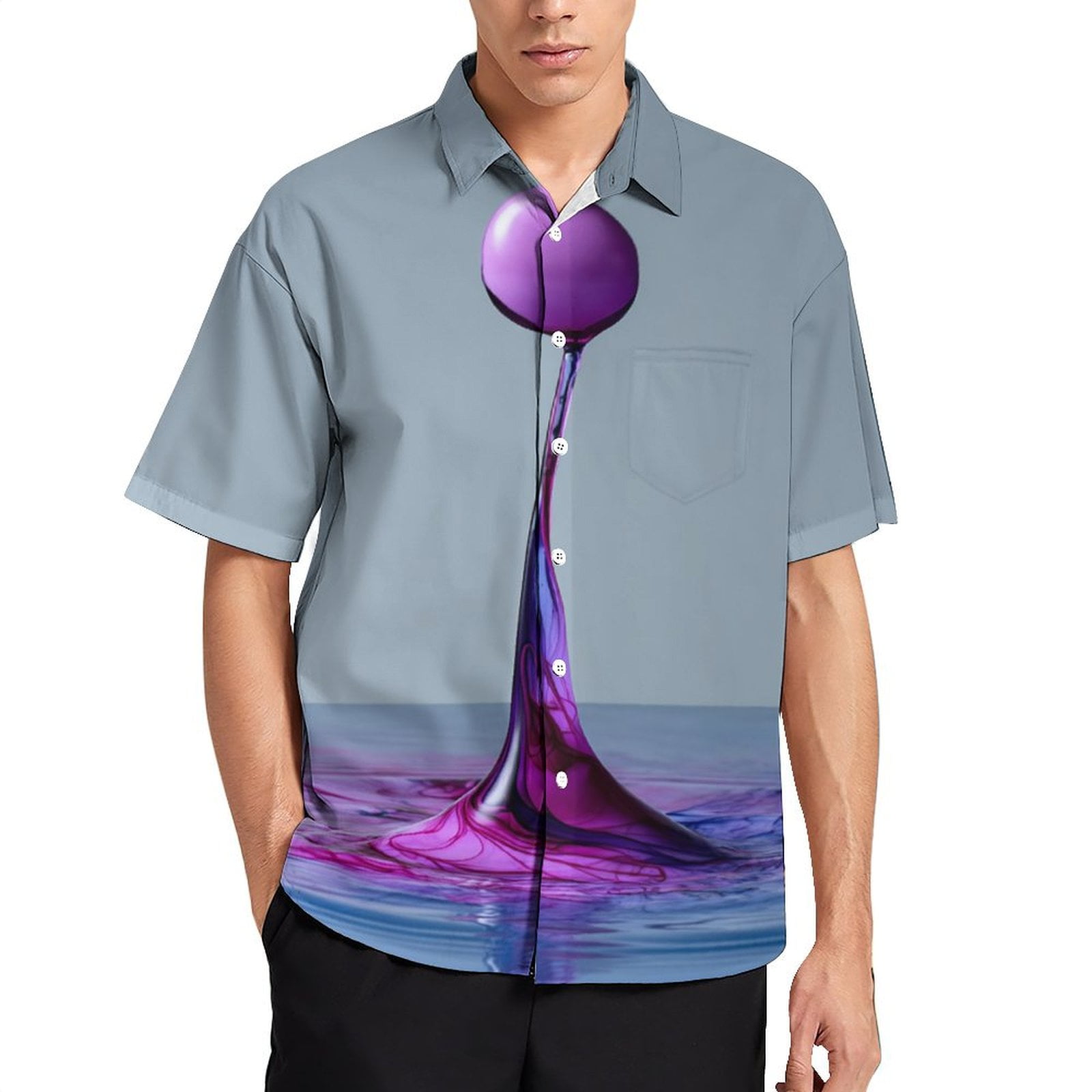 Mens Summer Marble Texture Shirts Button Down Short Sleeve Vintage ...