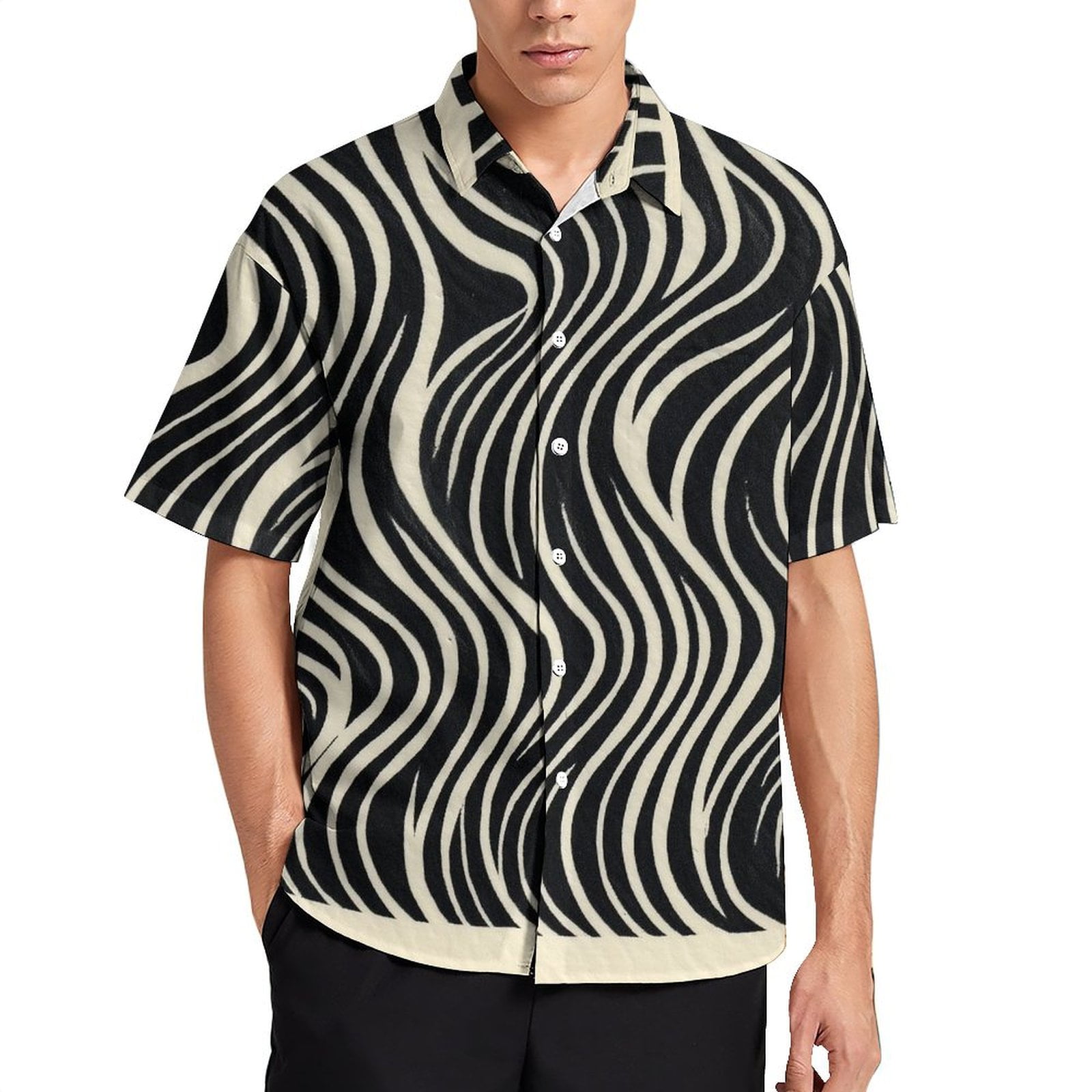 Mens Summer Marble Texture Shirts Button Down Short Sleeve Vintage ...