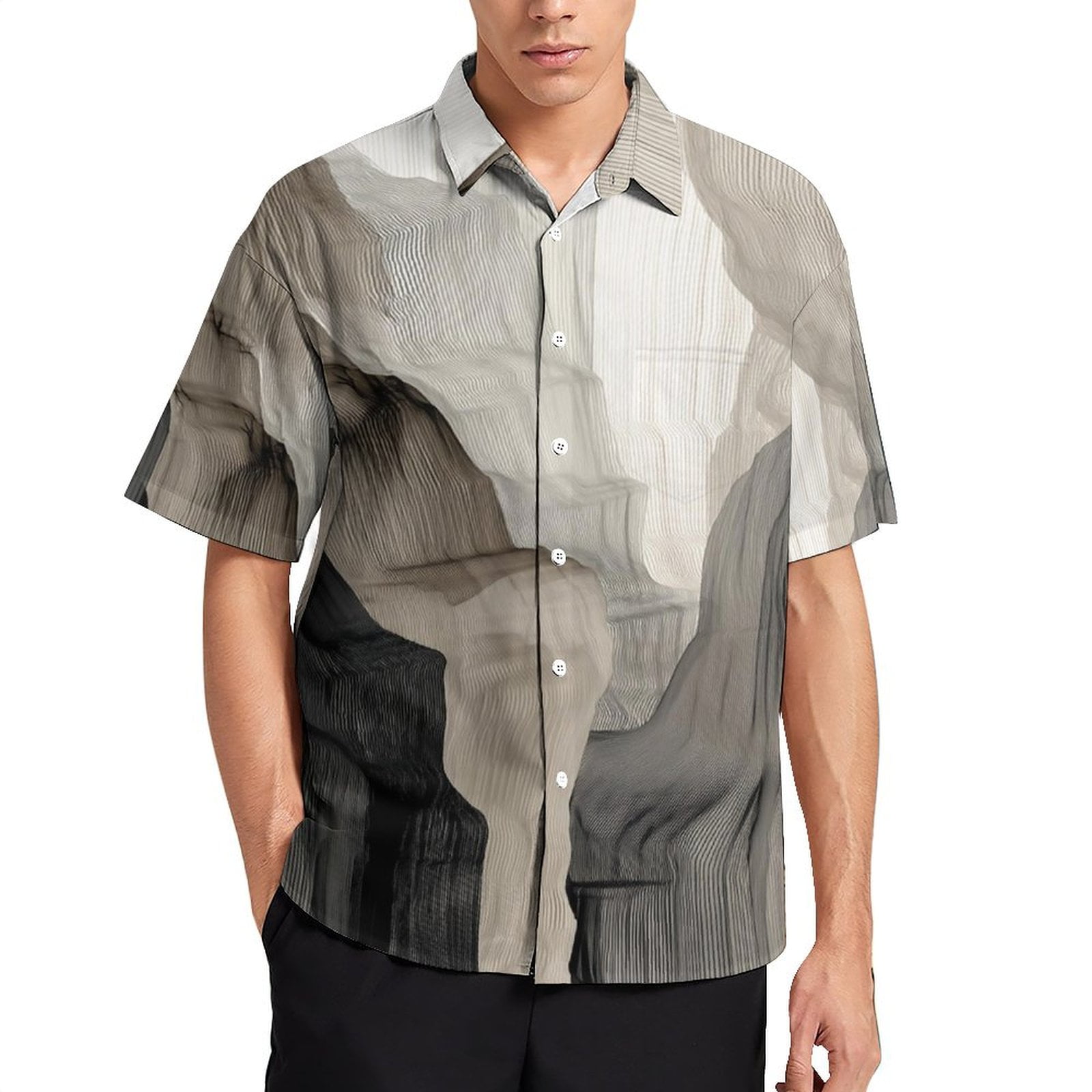 Mens Summer Marble Texture Shirts Button Down Short Sleeve Vintage ...