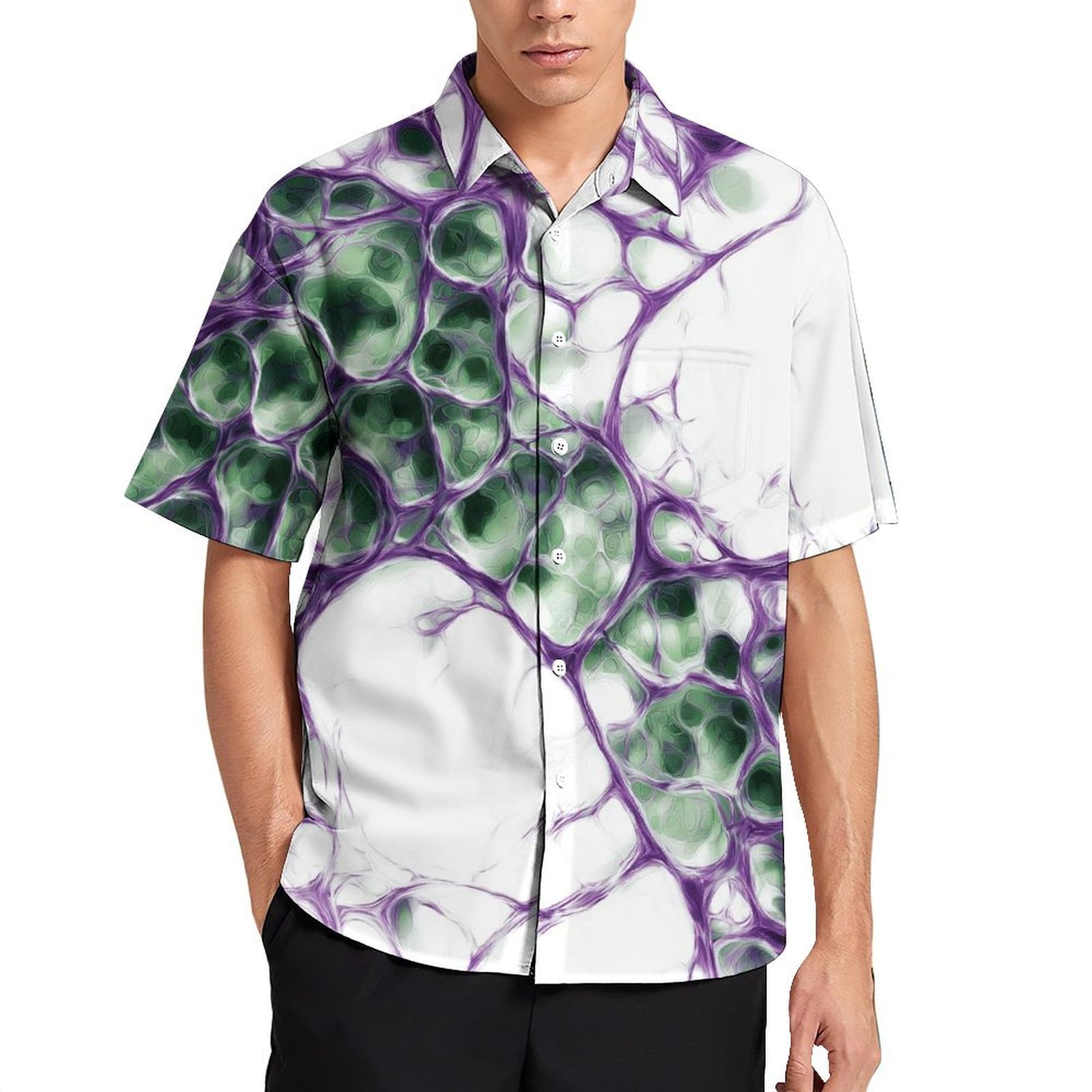 Mens Summer Marble Texture Shirts Button Down Short Sleeve Vintage ...