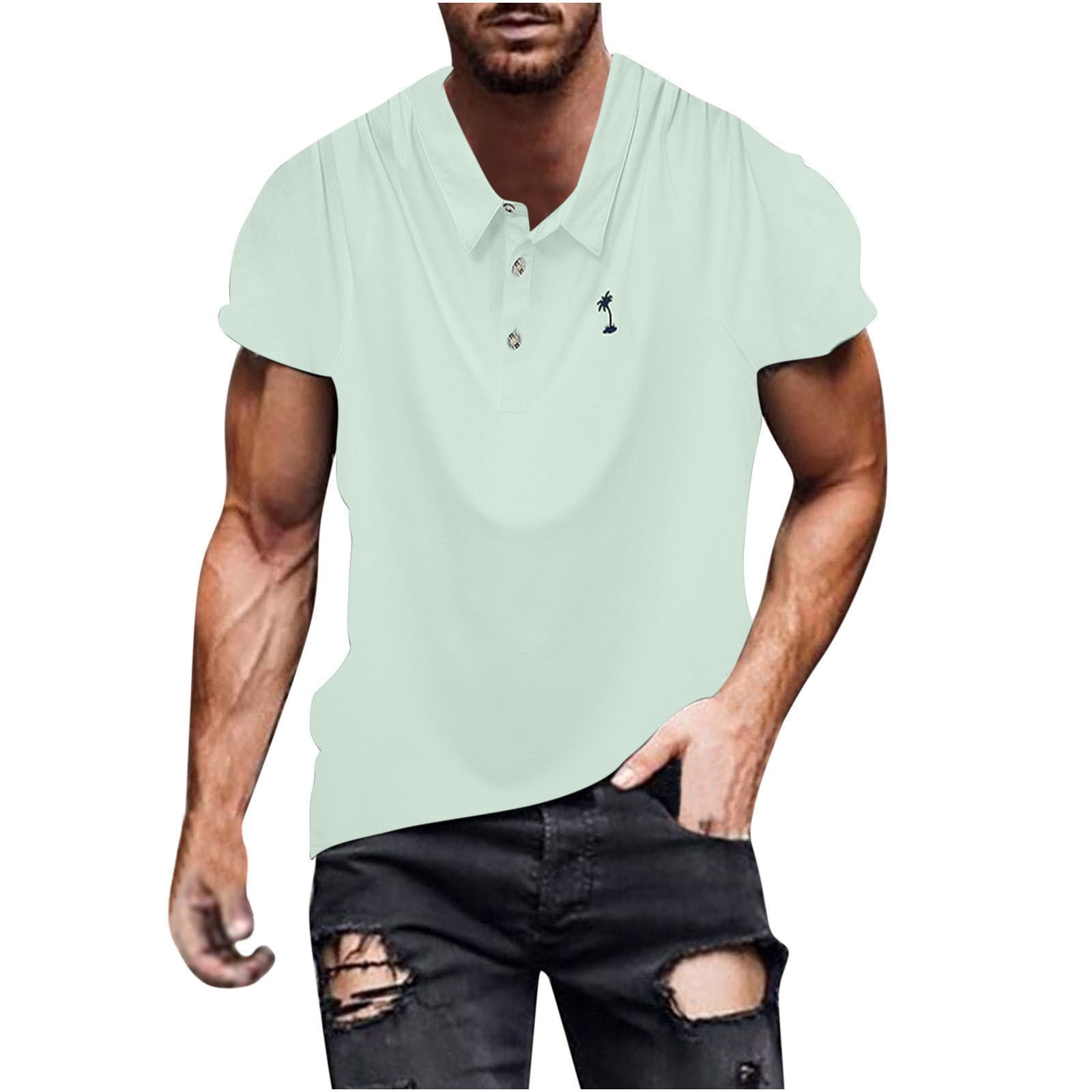 Mens Summer Tops Boho Men Blouses for Work 3/4 Sleeve Grey Shirts for ...